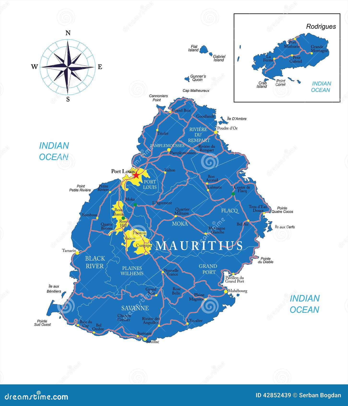 Mapa de Mauricio ilustración del vector. Ilustración de vector - 42852439