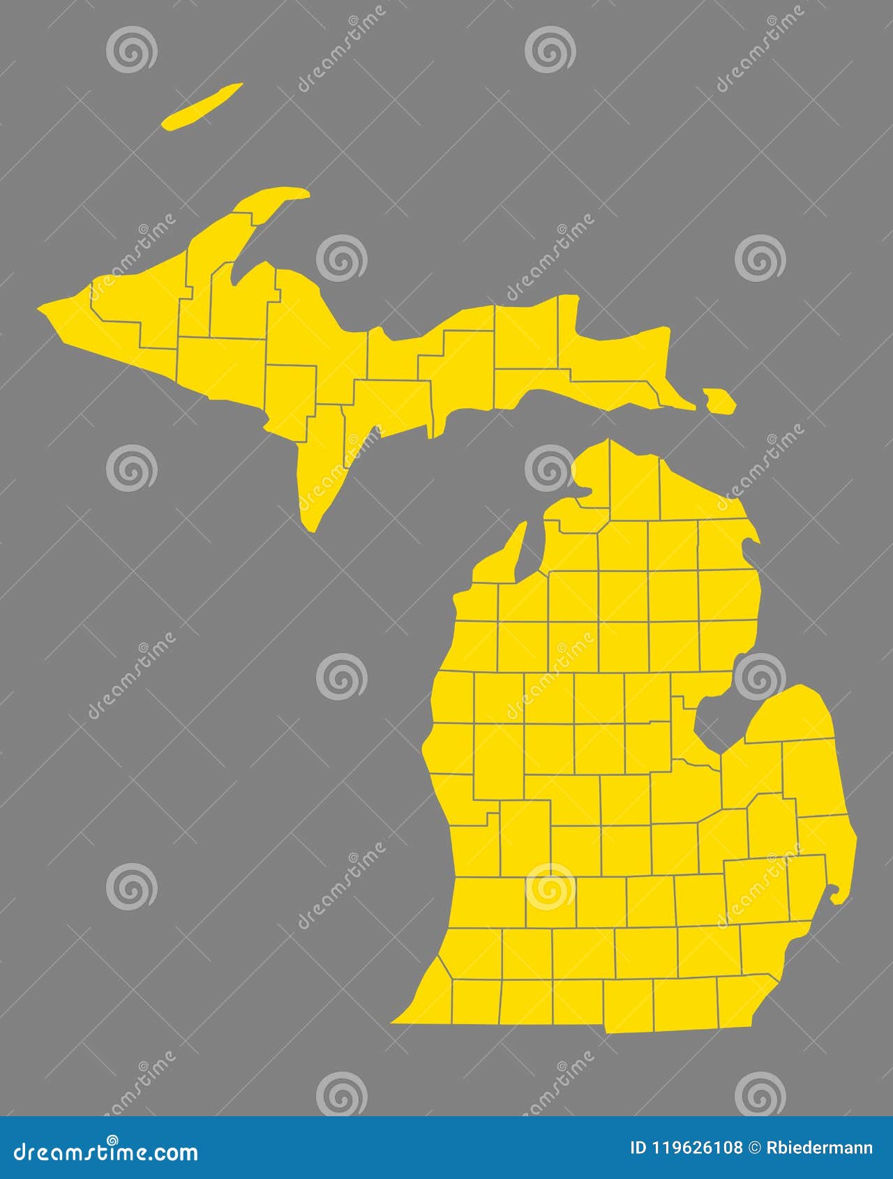 Mapa de Michigan ilustración del vector. Ilustración de aislado - 119626108