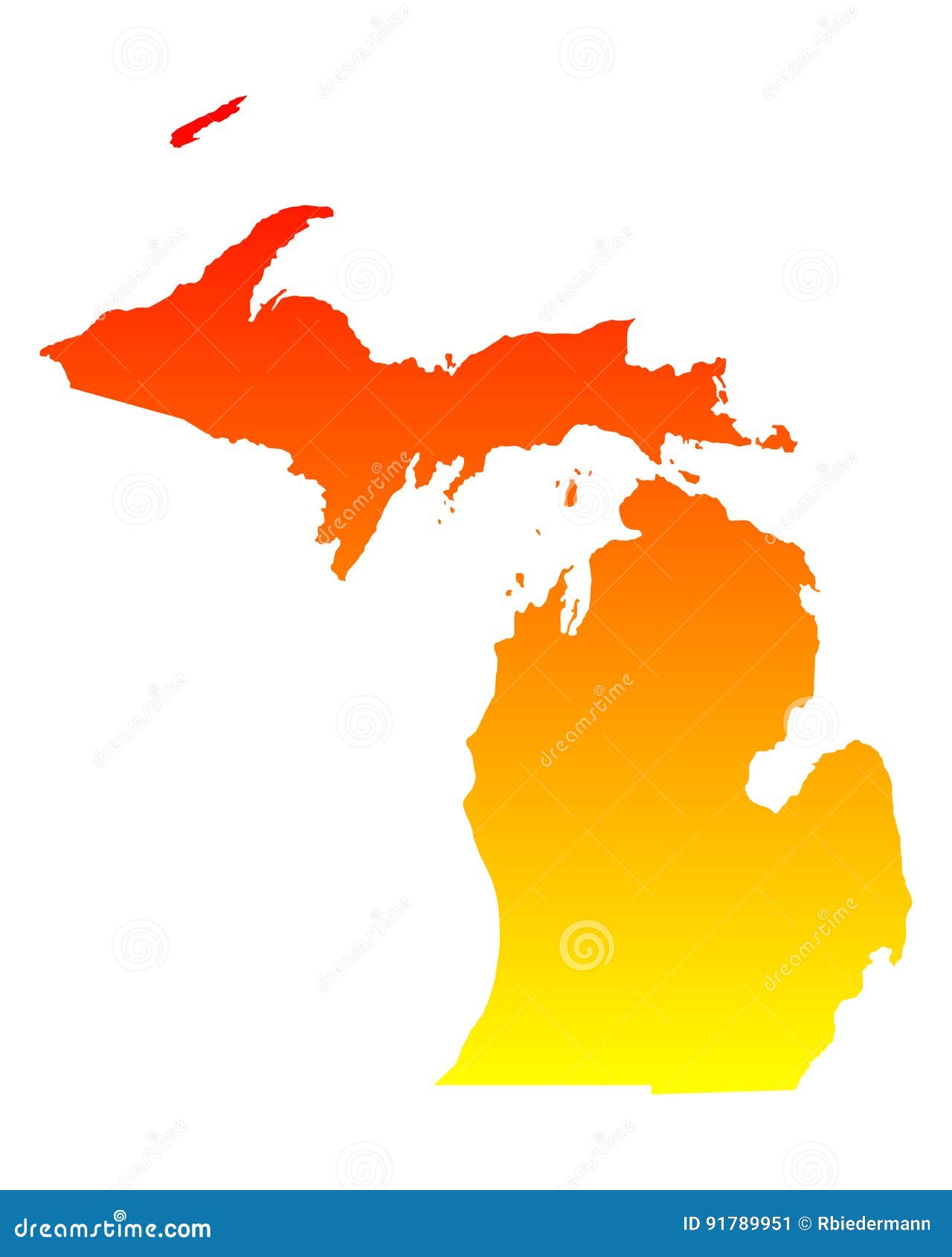 Mapa de Michigan ilustración del vector. Ilustración de contorno - 91789951
