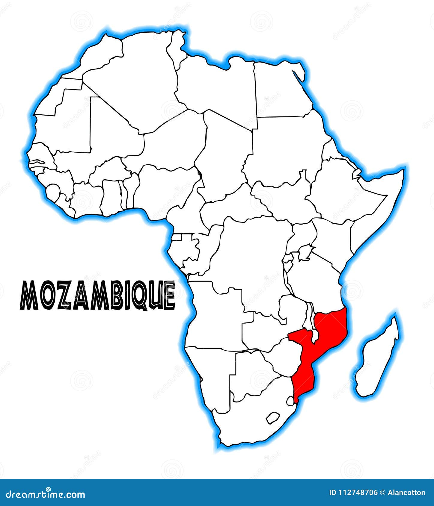 Mapa de Mozambique África ilustración del vector. Ilustración de isla ...