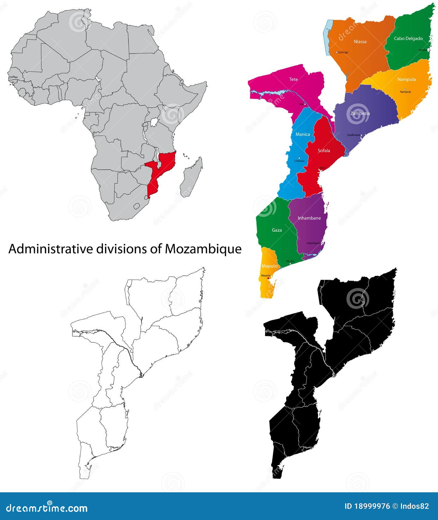 Mapa de Mozambique ilustração do vetor. Ilustração de continente - 18999976