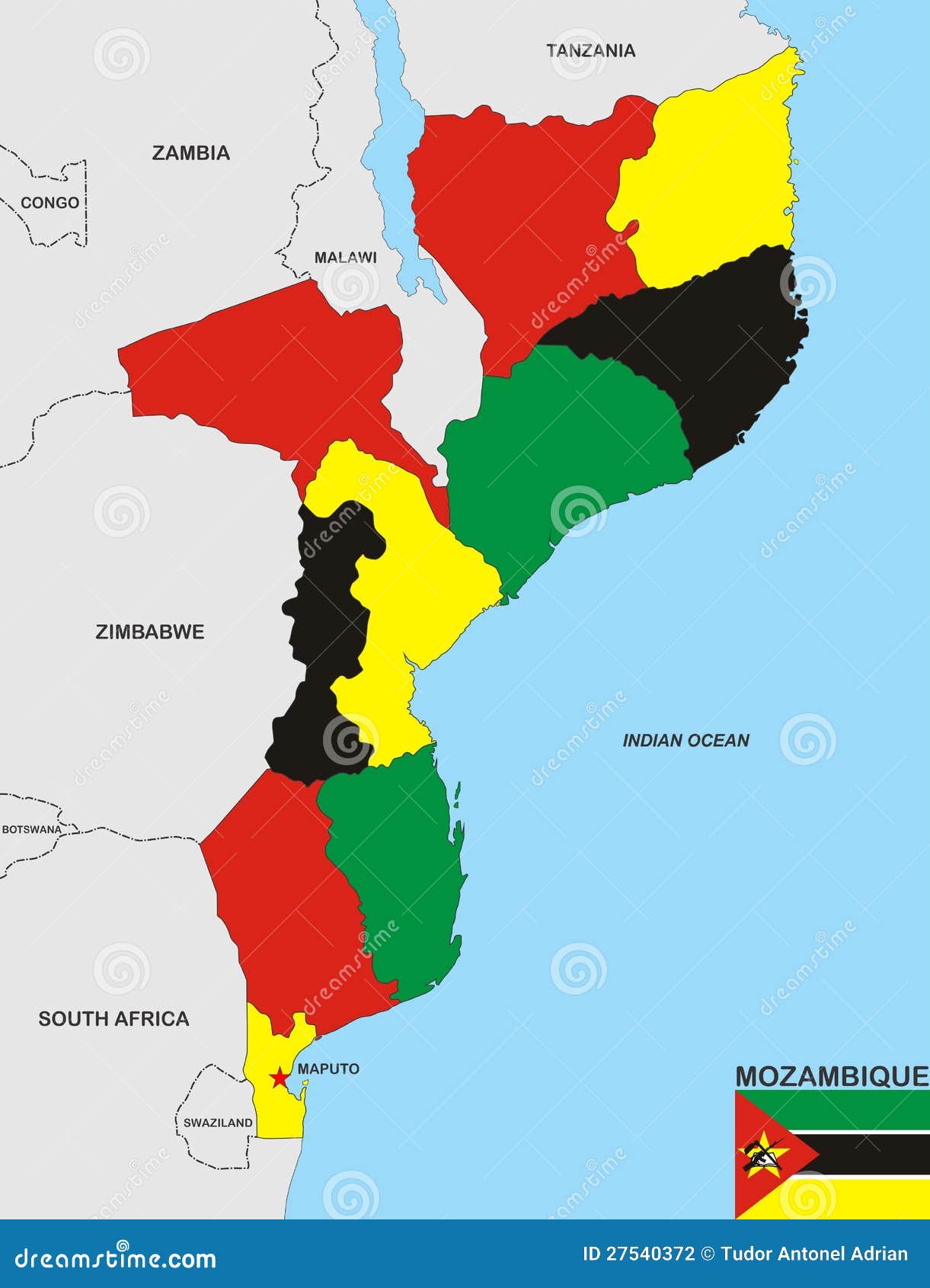 Mapa de Mozambique ilustração stock. Ilustração de mundo - 27540372