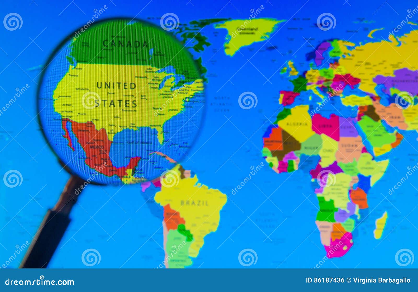 Mapa de mundo foto de stock. Imagem de globo, colorido - 86187436