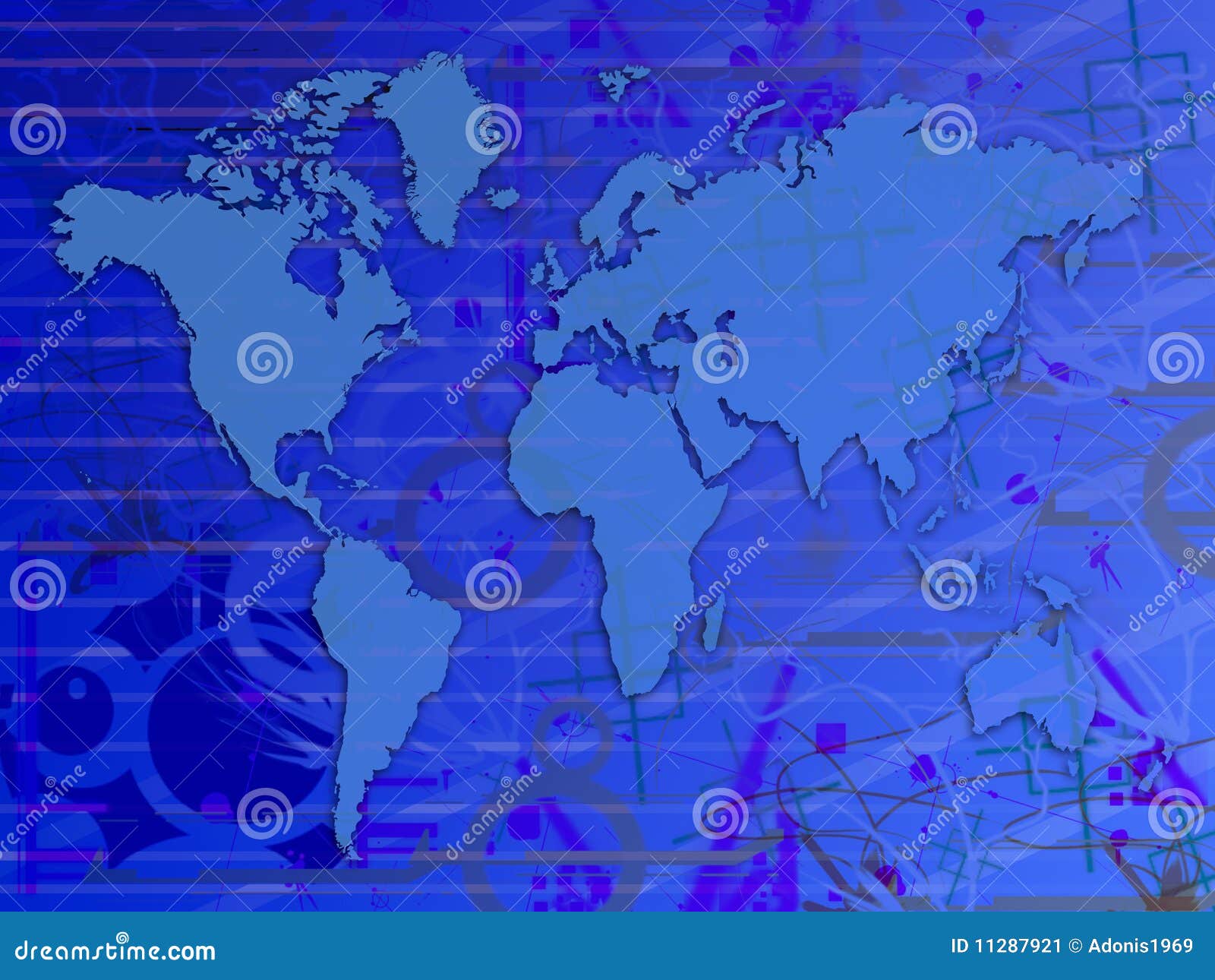 Mapa de mundo azul ilustração stock. Ilustração de norte - 11287921