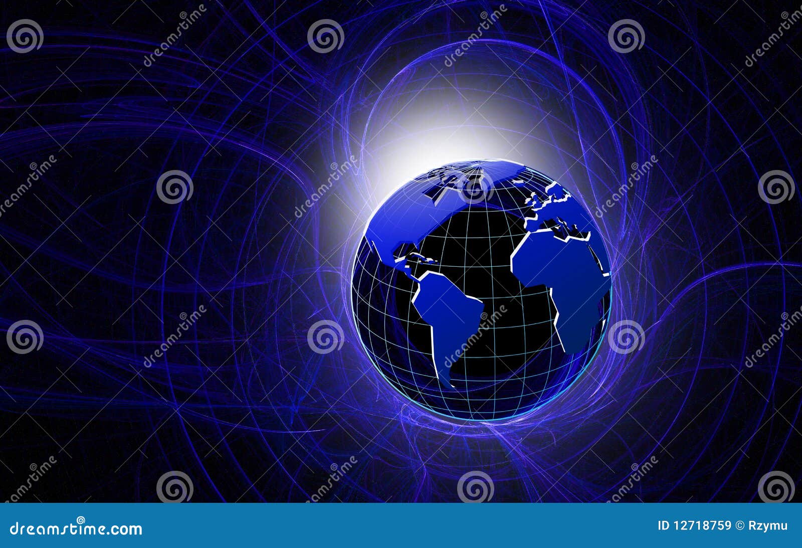 Mapa de mundo azul ilustração stock. Ilustração de rede - 12718759