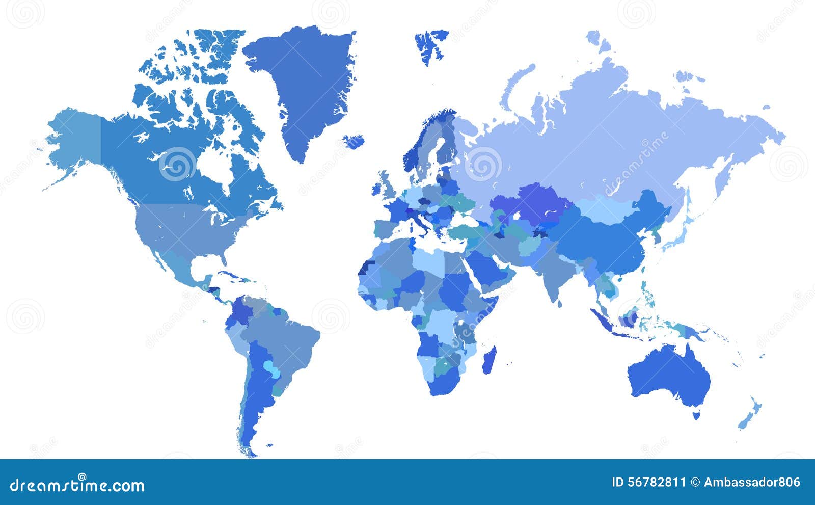 Mapa de mundo azul ilustração do vetor. Ilustração de imagem - 56782811