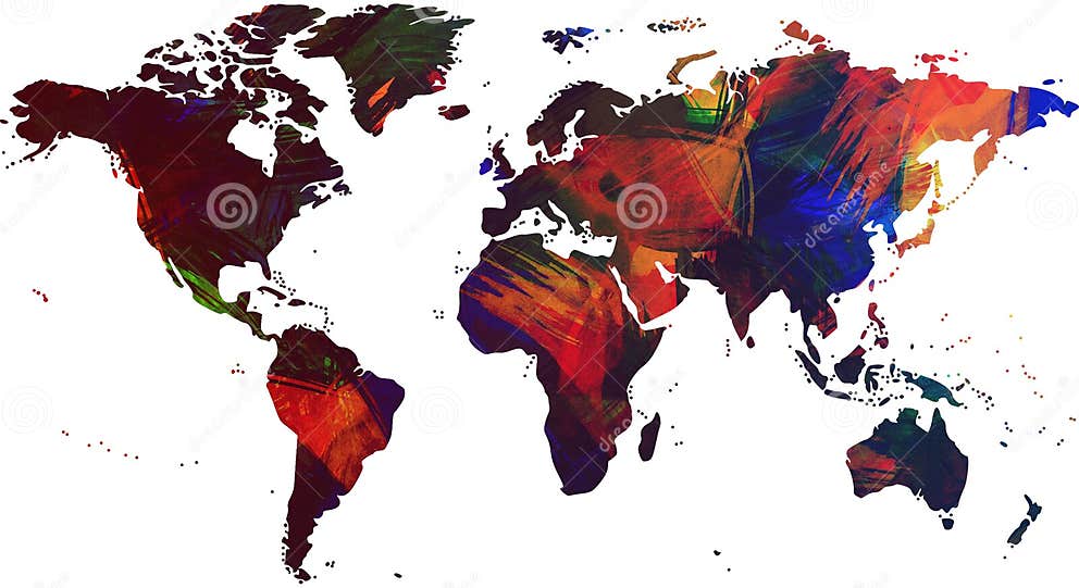 Mapa de mundo colorido ilustração stock. Ilustração de mundo - 97682239