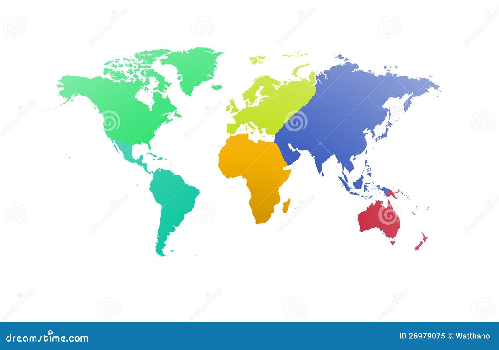 Mapa De Mundo Com Cada Continente Do Mundo Ilustração Stock ...