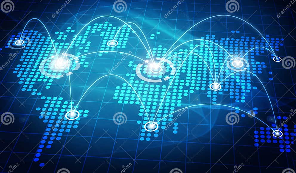 Mapa De Mundo Com Linhas Da Conexão Ilustração Stock - Ilustração de ...