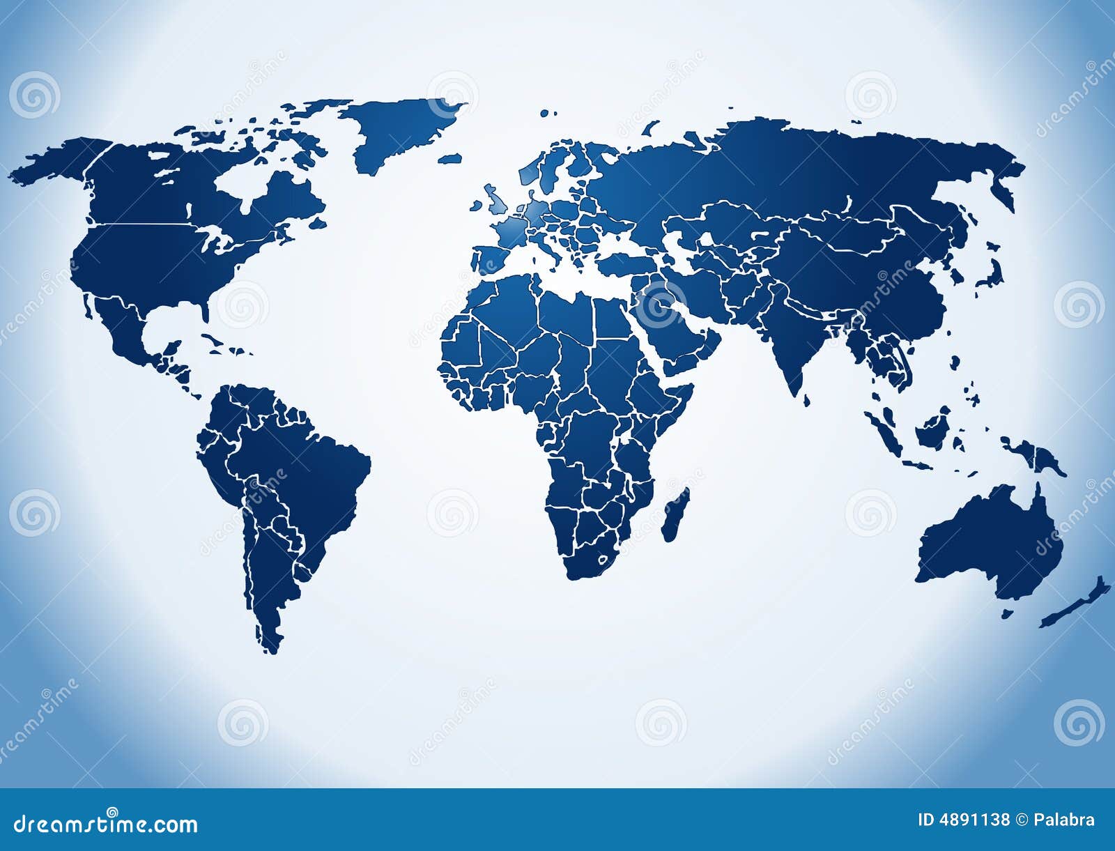 Mapa de mundo com luminoso ilustração do vetor. Ilustração de azul ...