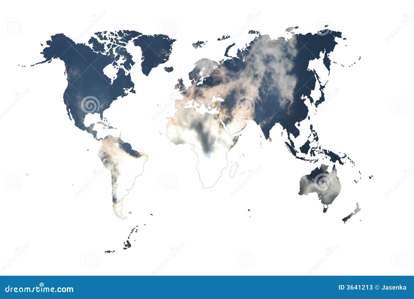 Mapa de mundo com nuvens ilustração stock. Ilustração de estilo - 3641213