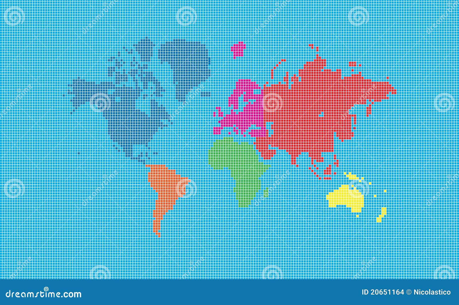 Mapa De Mundo De Quadrados Do Pixel Ilustração Stock - Ilustração de ...