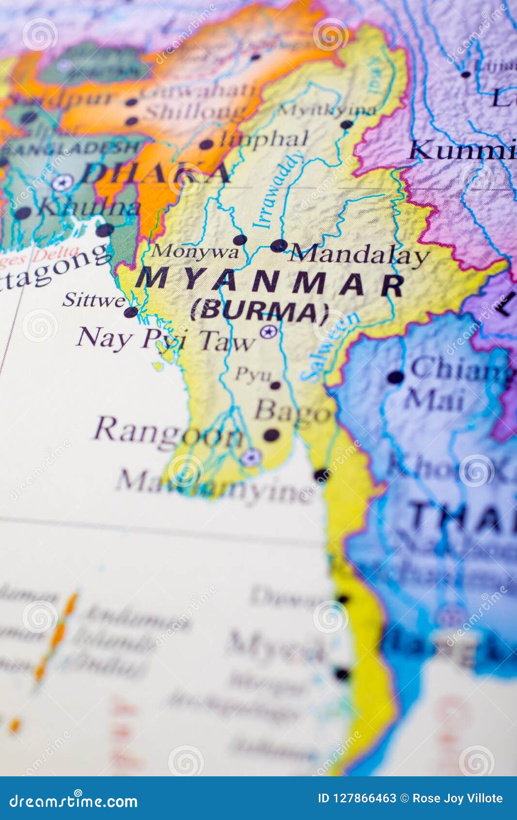 Mapa de Myanmar o Birmania imagen de archivo. Imagen de ciudad - 127866463