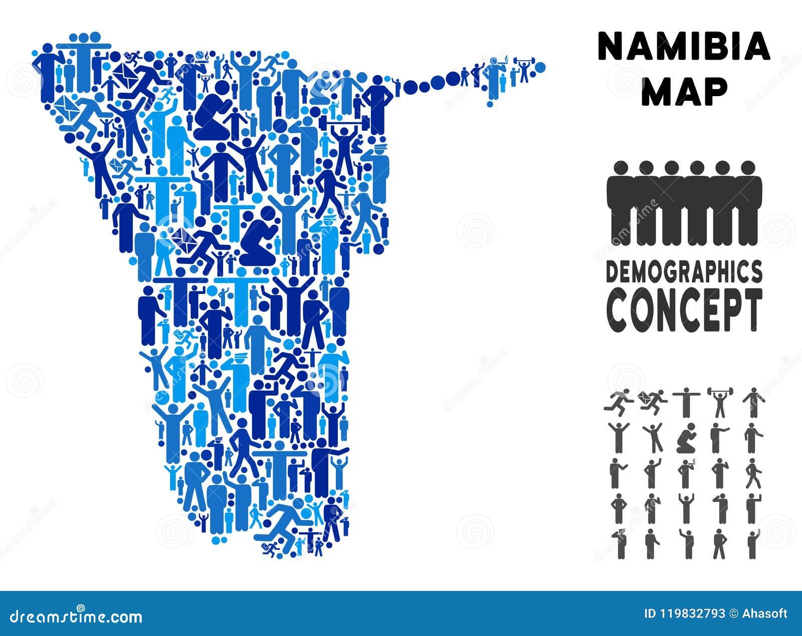 Mapa De Namibia De La Gente Ilustración del Vector - Ilustración de ...