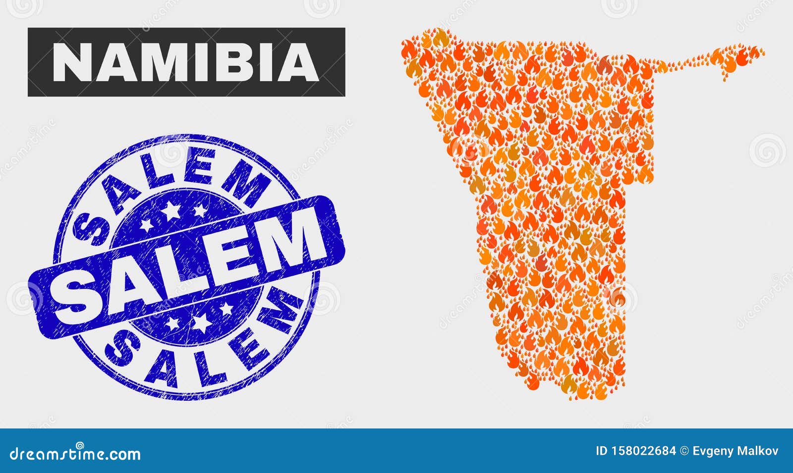 Mapa De Namibia Llama Y Sello De Salem Destrozado Ilustración del ...