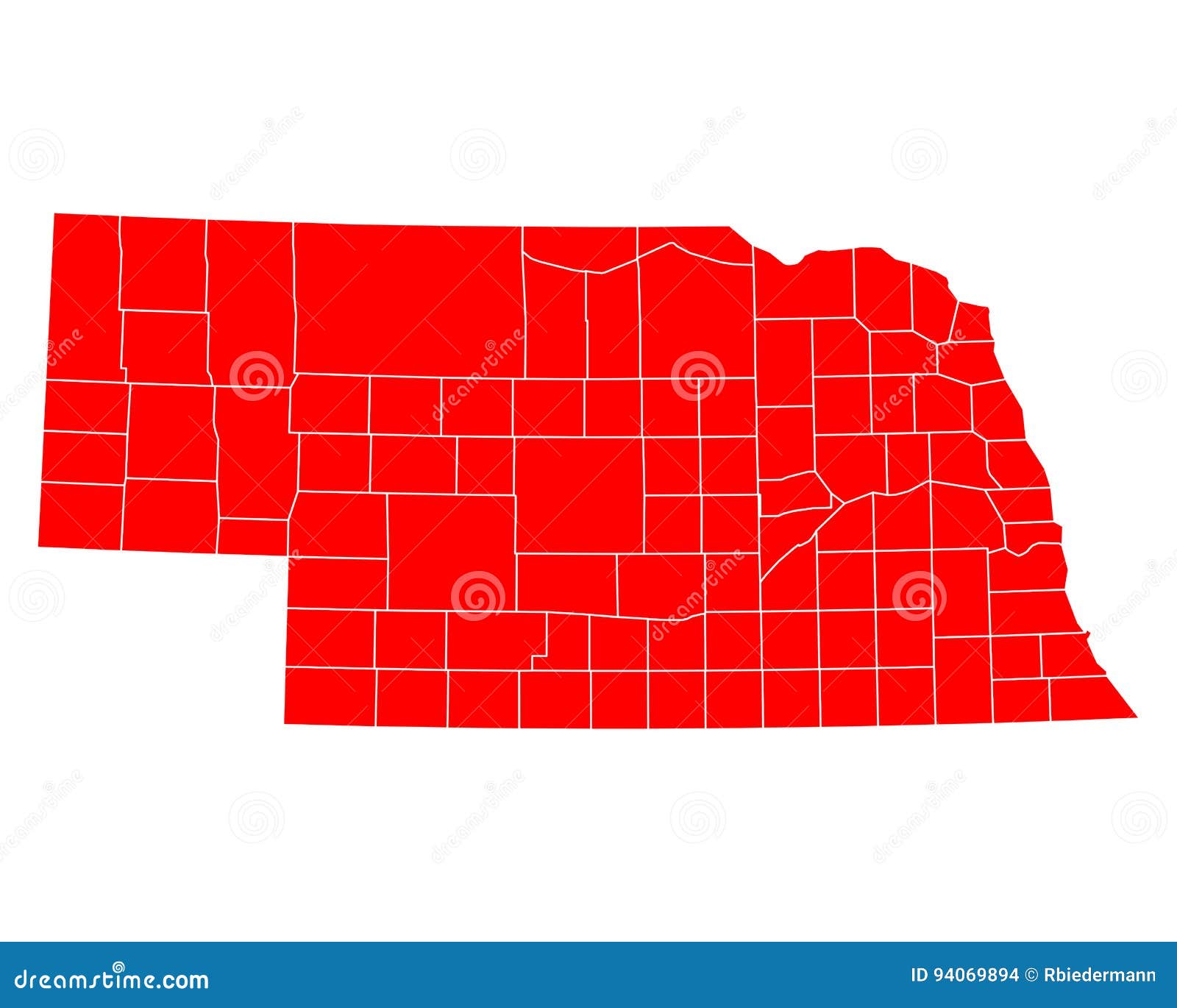 Mapa de nebraska ilustração do vetor. Ilustração de condados - 94069894