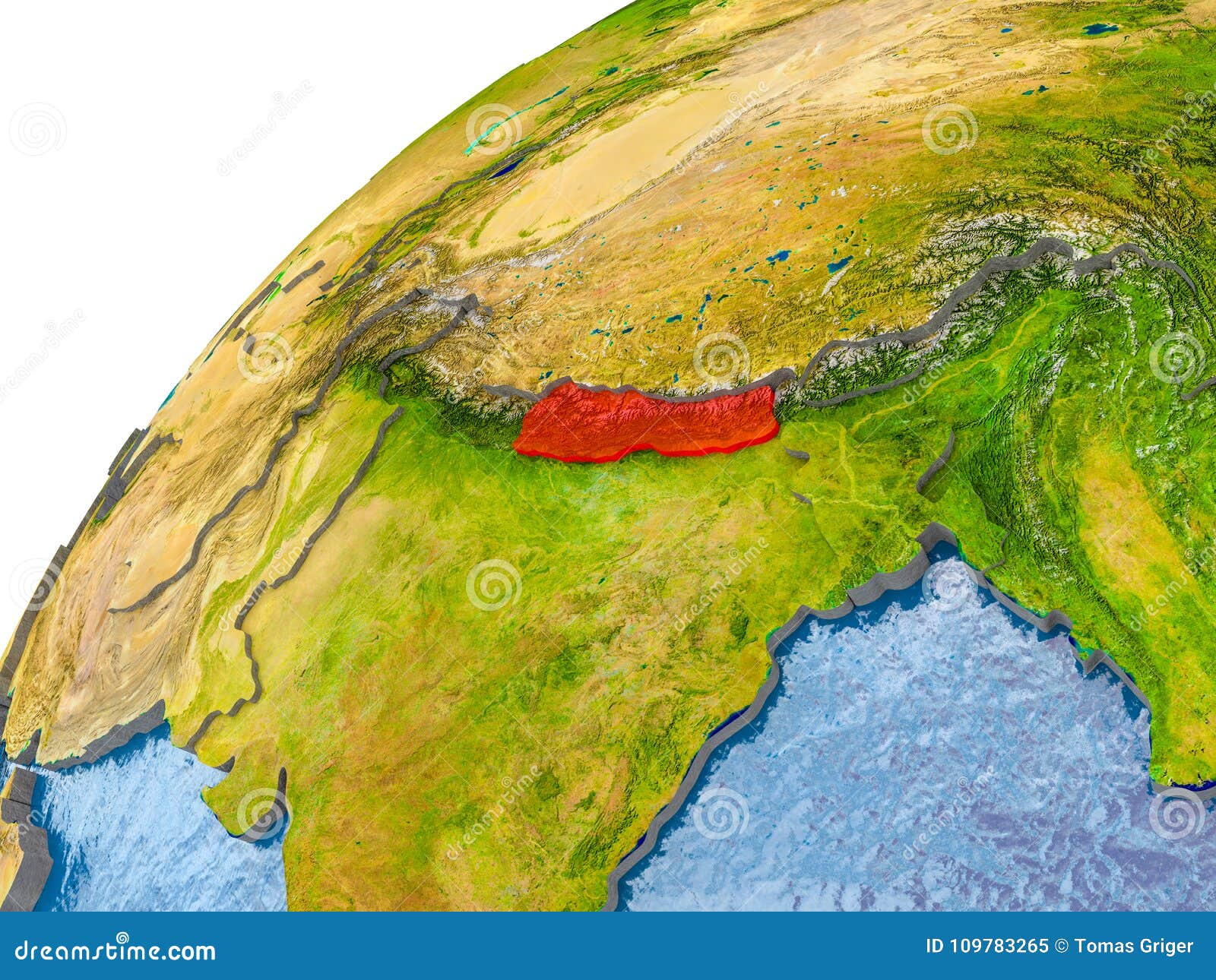 Mapa De Nepal No Vermelho No Globo Ilustração Stock - Ilustração de ...