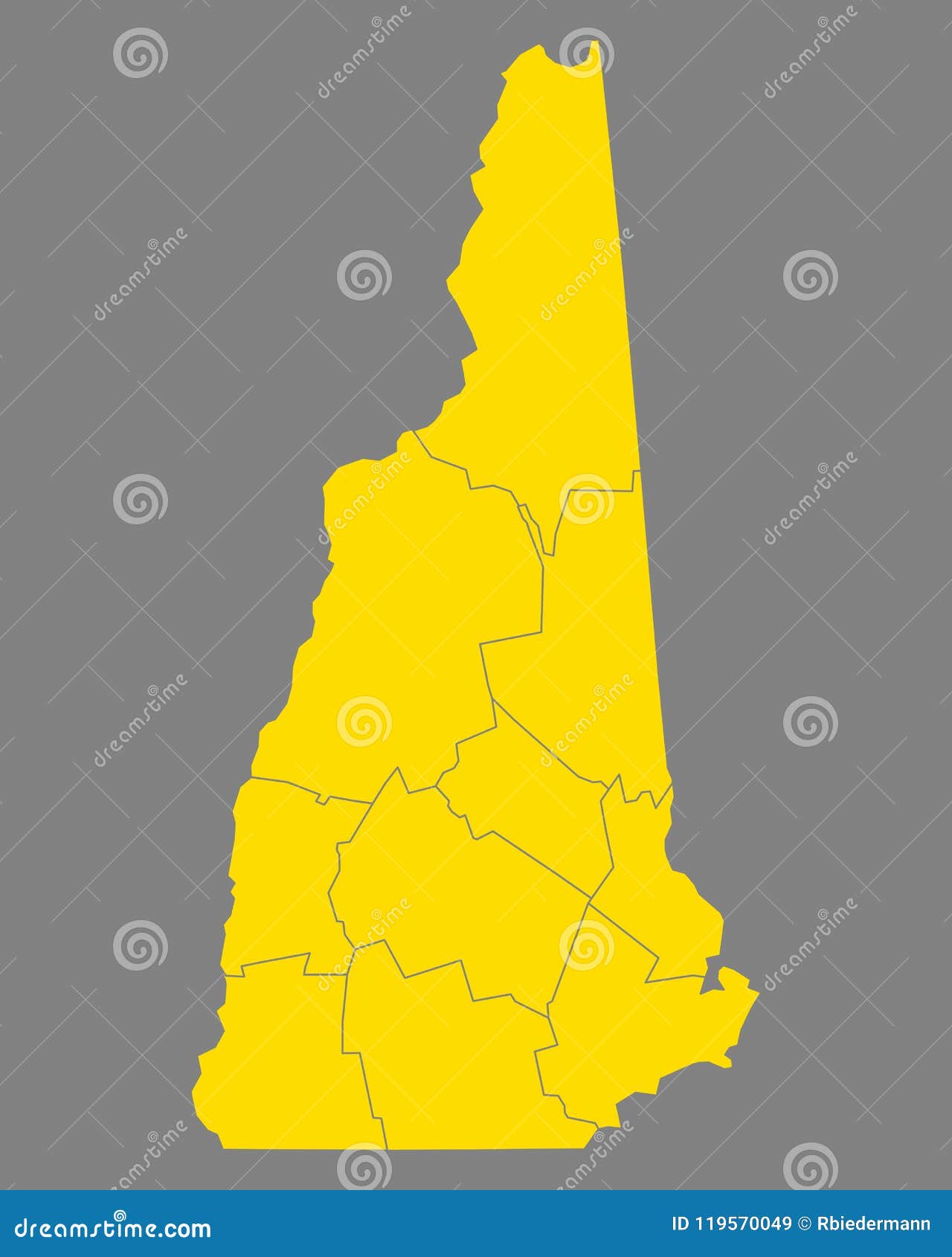 Mapa de New Hampshire ilustración del vector. Ilustración de amarillo ...