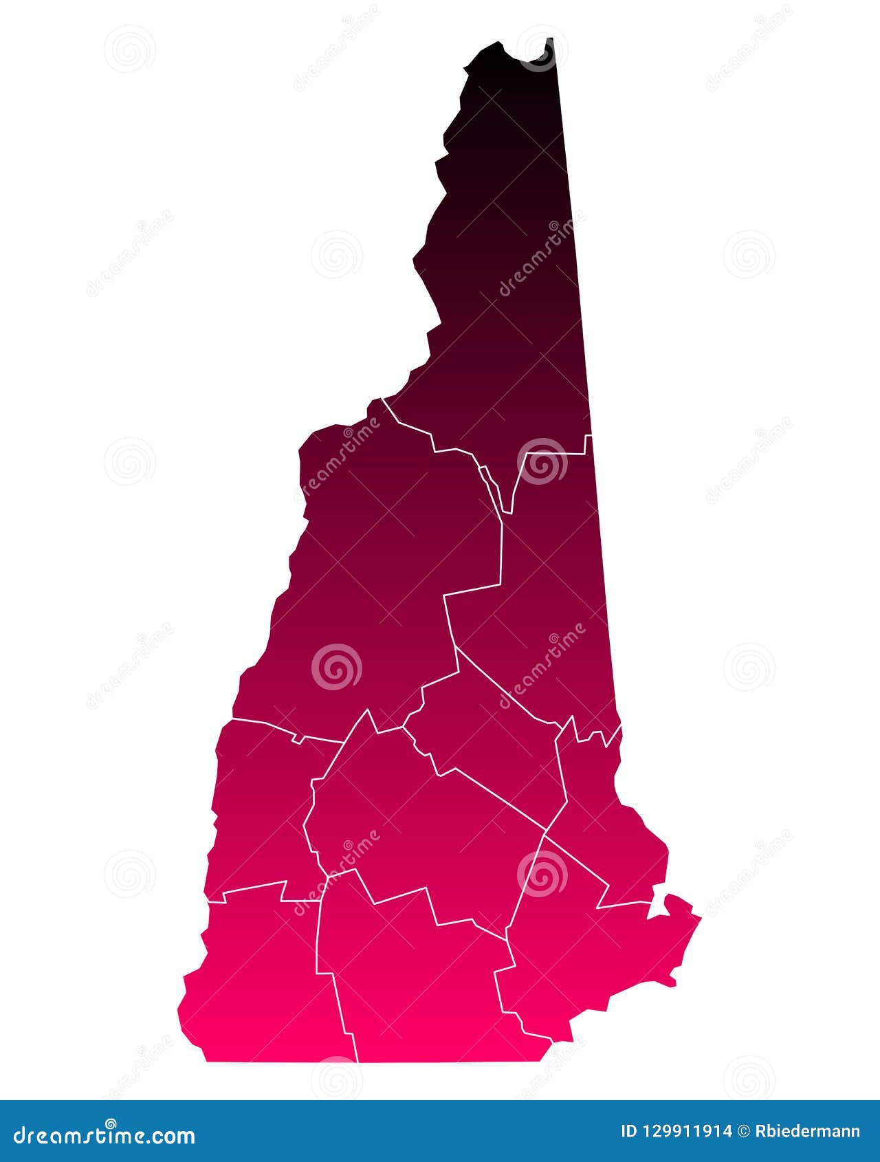 Mapa de New Hampshire ilustración del vector. Ilustración de regiones ...