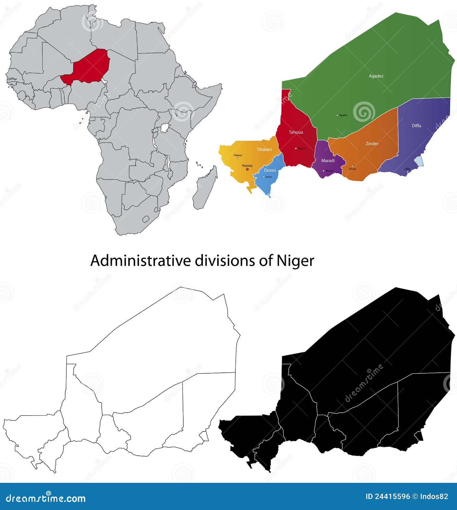 Mapa de Niger ilustração do vetor. Ilustração de administrativo - 24415596