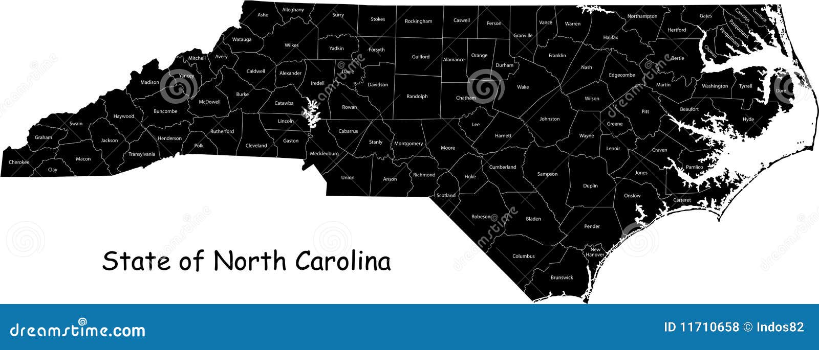 Mapa de North Carolina ilustração stock. Ilustração de detalhado - 11710658