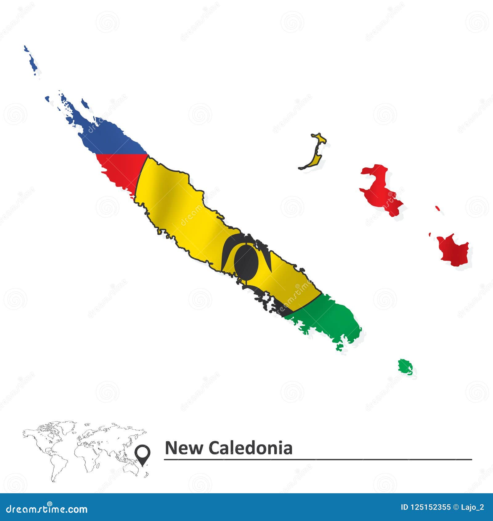 Mapa De Nueva Caledonia Con La Bandera Ilustración del Vector ...