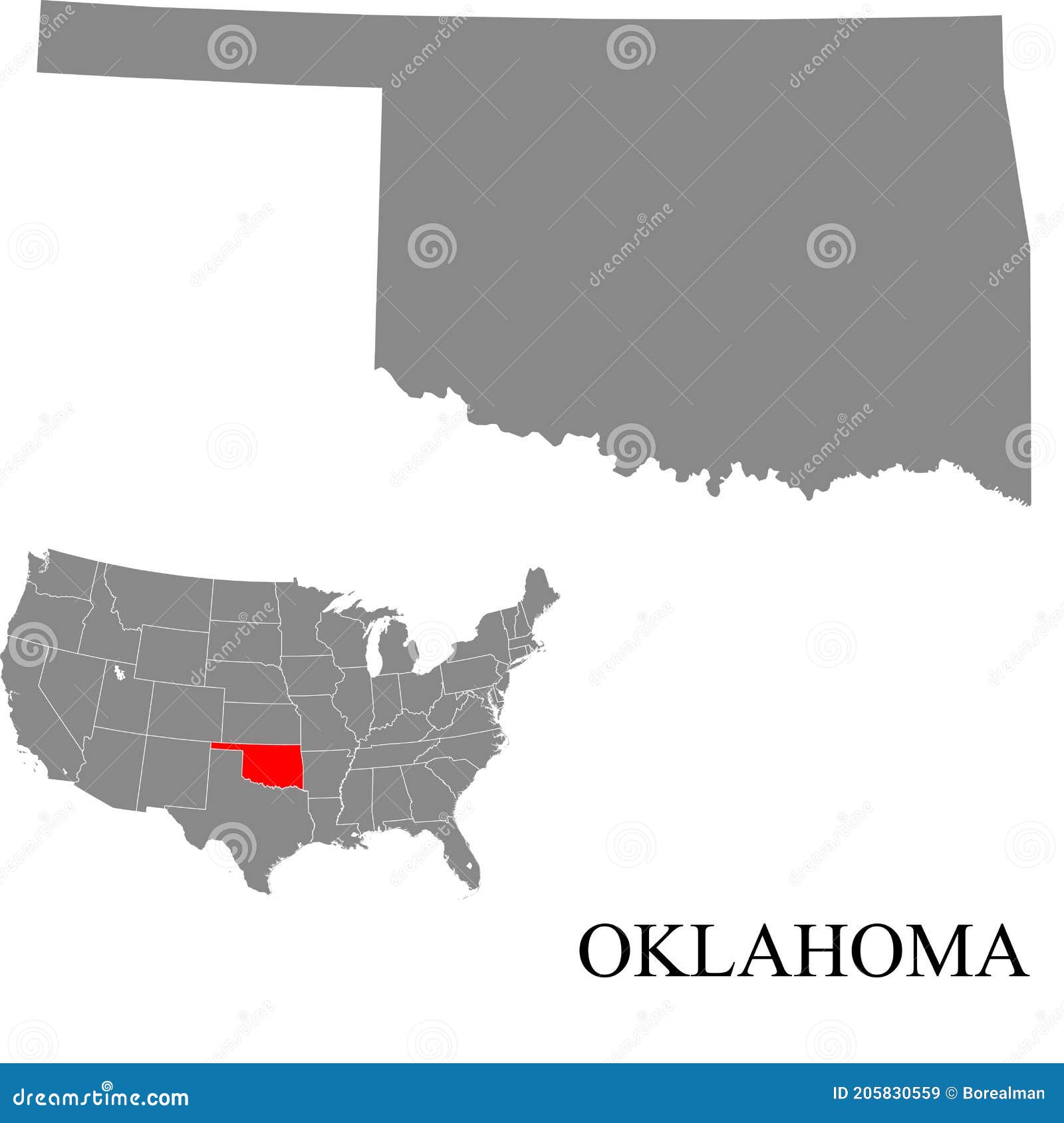 Mapa de Oklahoma ilustração do vetor. Ilustração de curso - 205830559