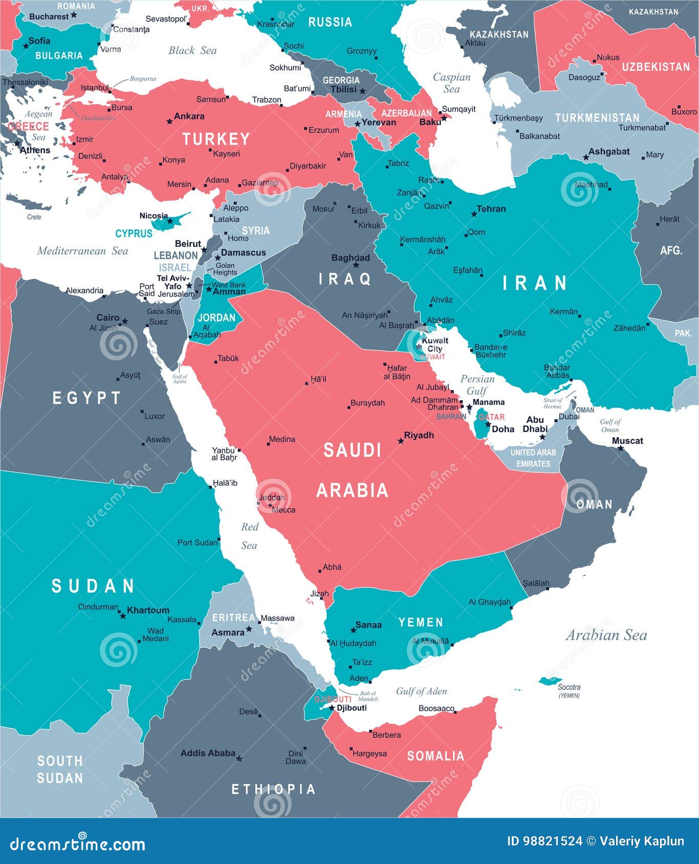 Mapa De Oriente Medio - Ejemplo Del Vector Stock de ilustración ...