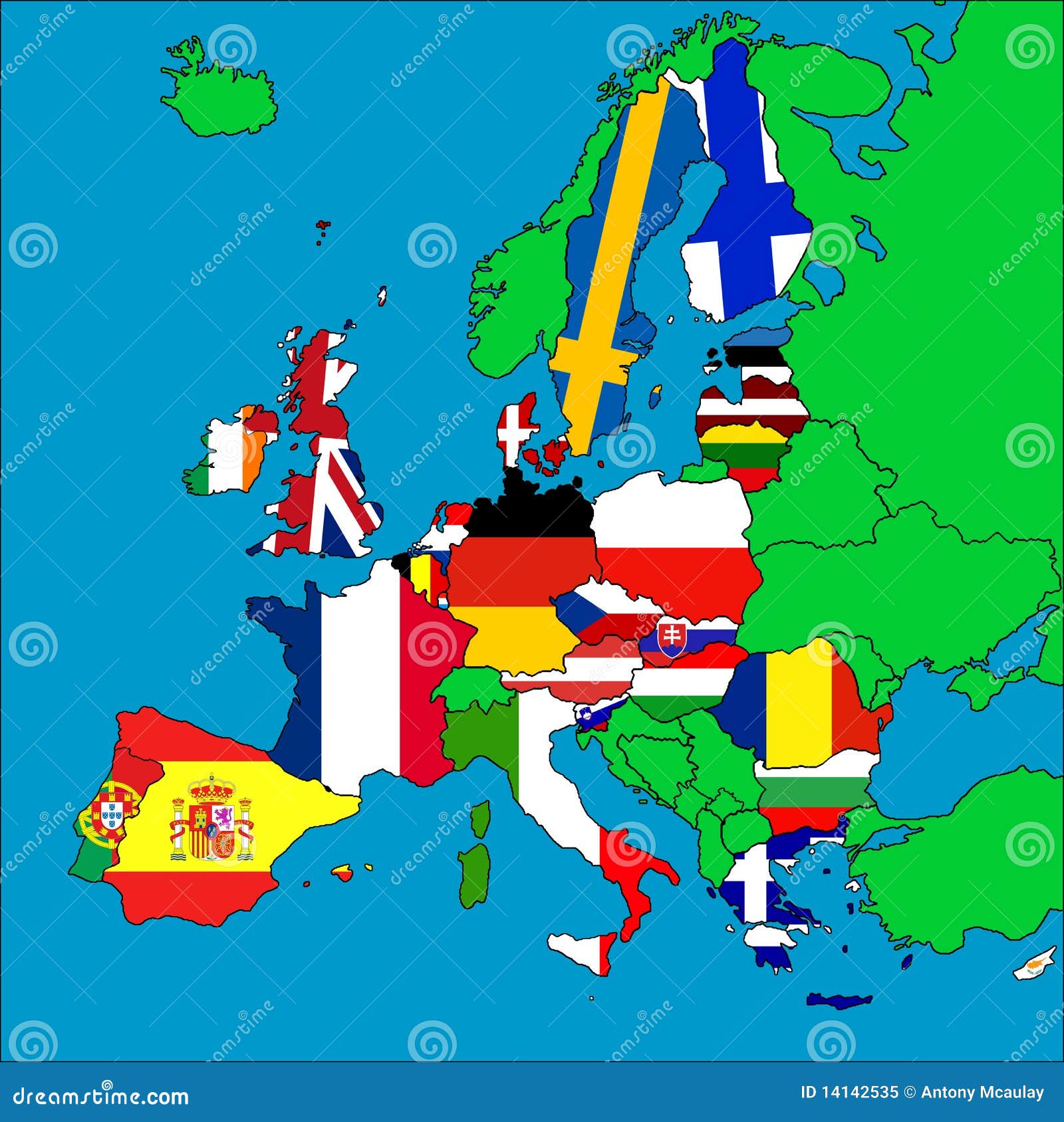 Mapa De Países Membros Da UE Ilustração Stock - Ilustração de europa ...