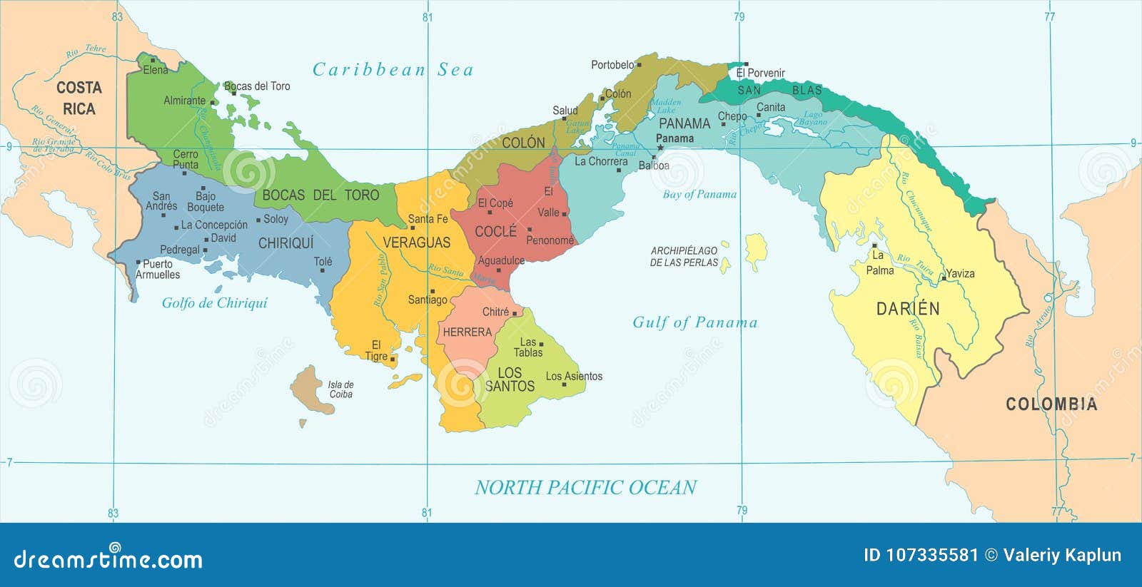 Mapa De Panamá - Ejemplo Detallado Del Vector Stock de ilustración ...