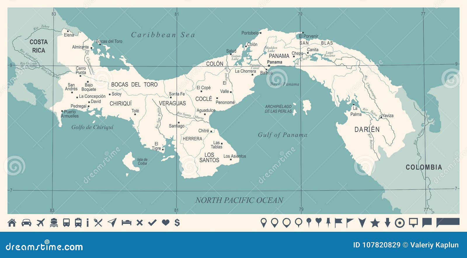 Mapa De Panamá - Ejemplo Detallado Del Vector Del Vintage Stock de ...