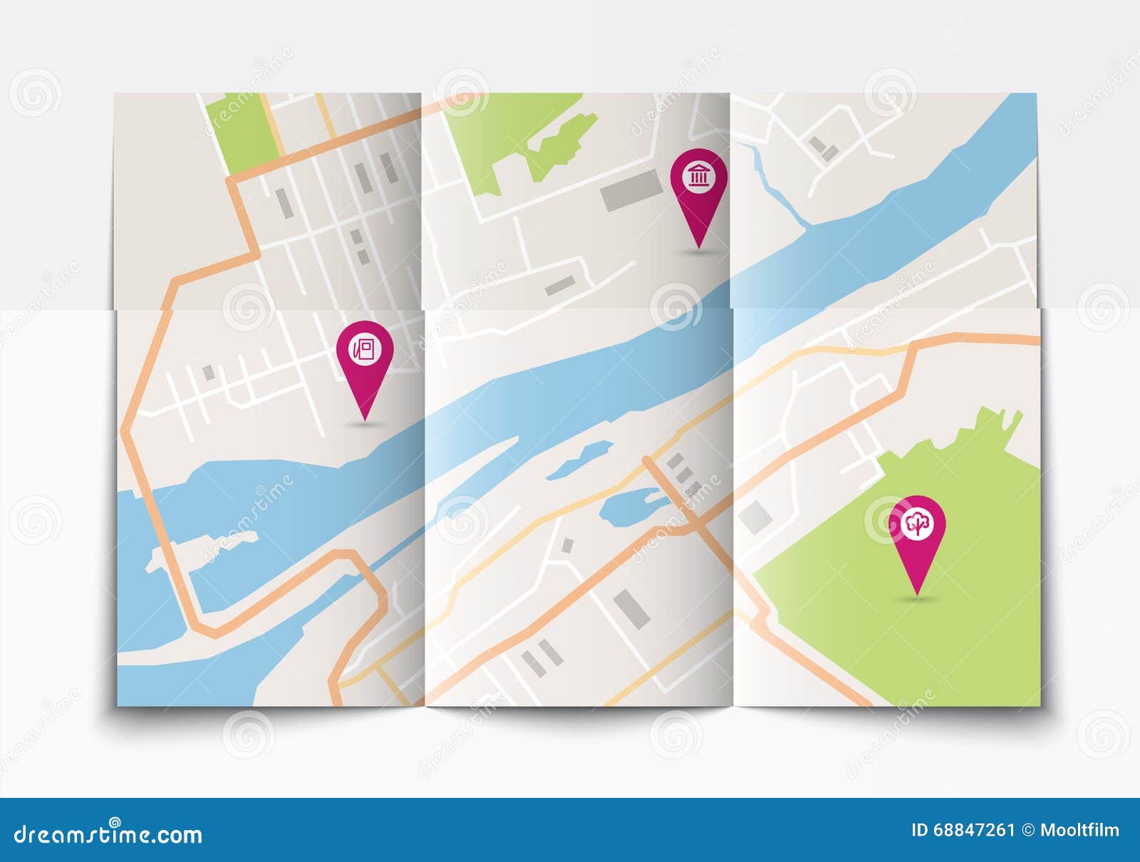 Mapa De Papel Abierto De La Ciudad Ilustración del Vector - Ilustración ...