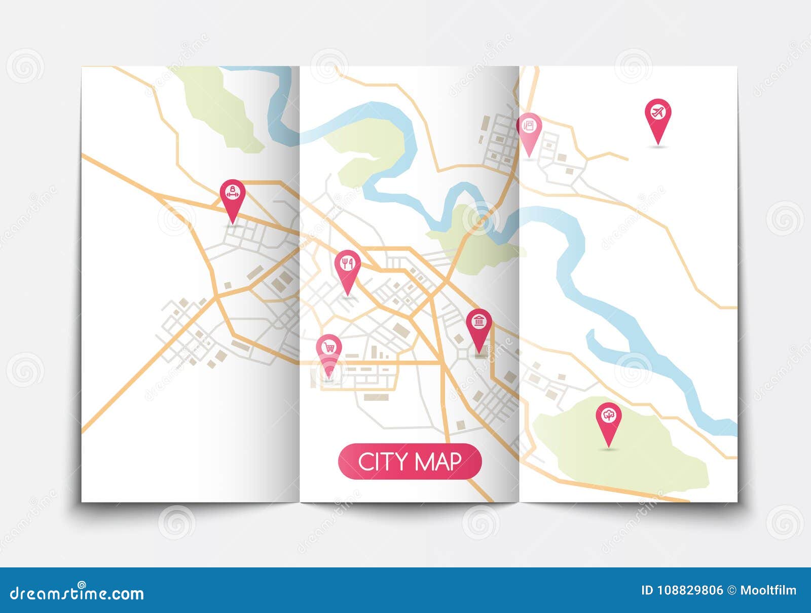 Mapa De Papel Abierto De La Ciudad Ilustración del Vector - Ilustración ...