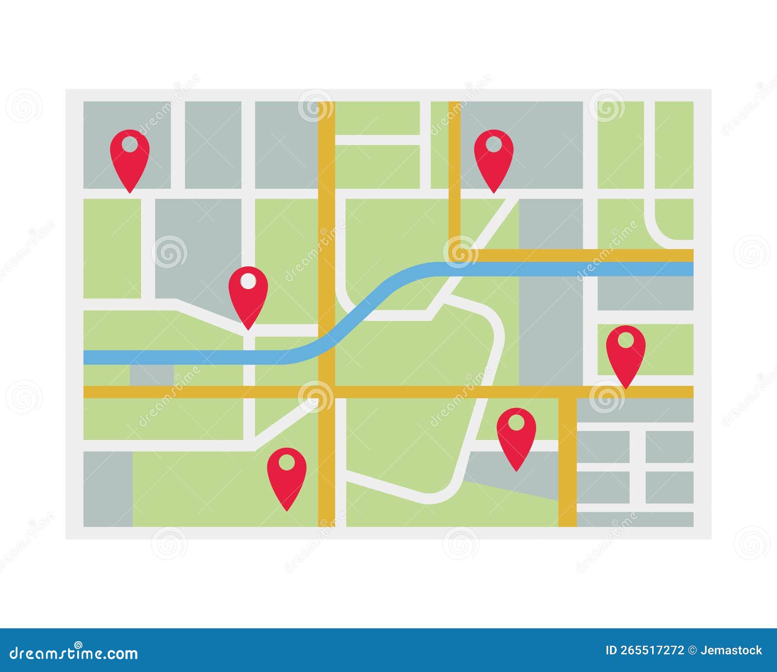 Mapa de papel con pines ilustración del vector. Ilustración de puntas ...