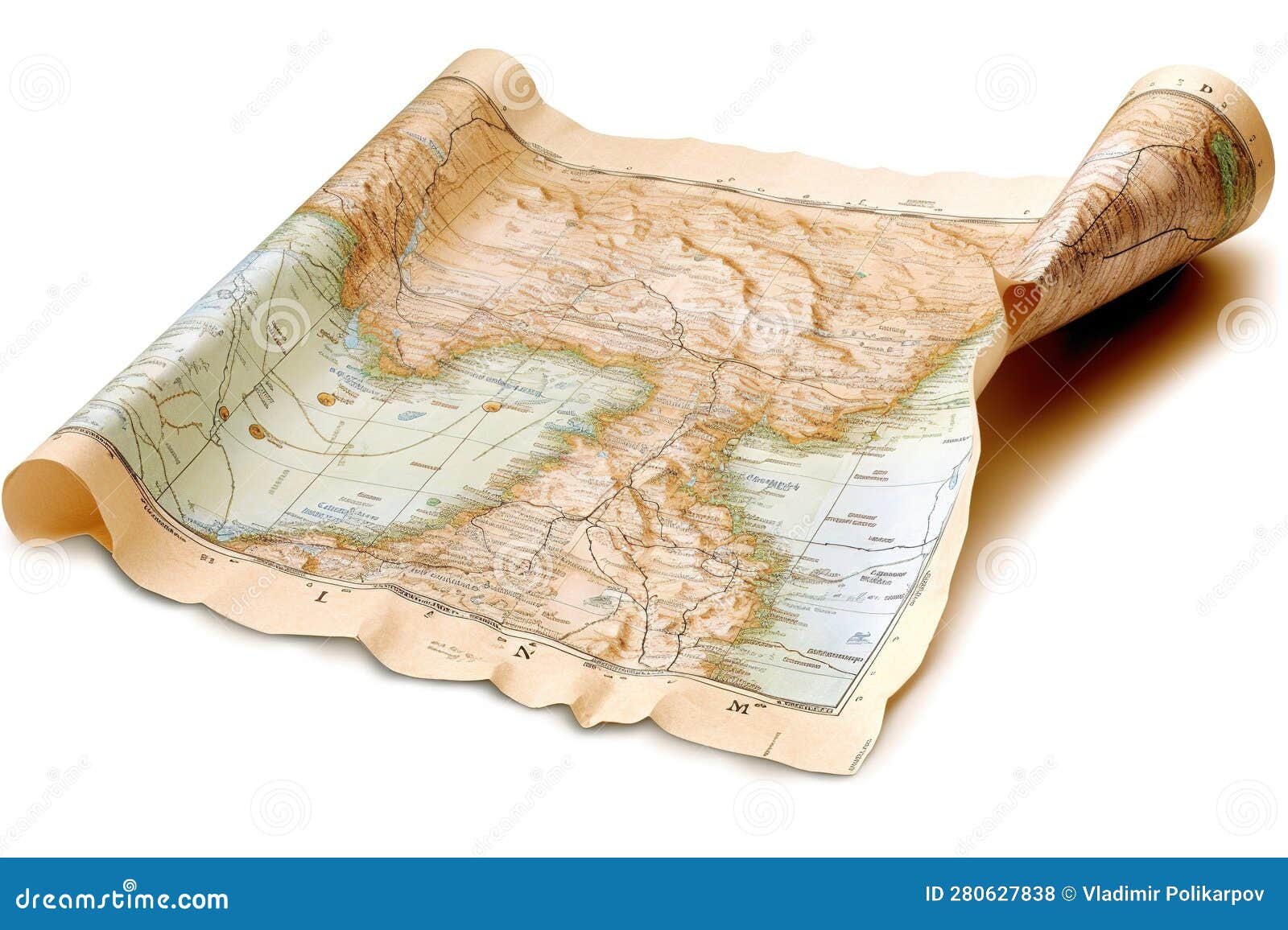 Mapa De Papel Isolado Em Fundo Branco. Gerado Pelo Ai Ilustração Stock ...