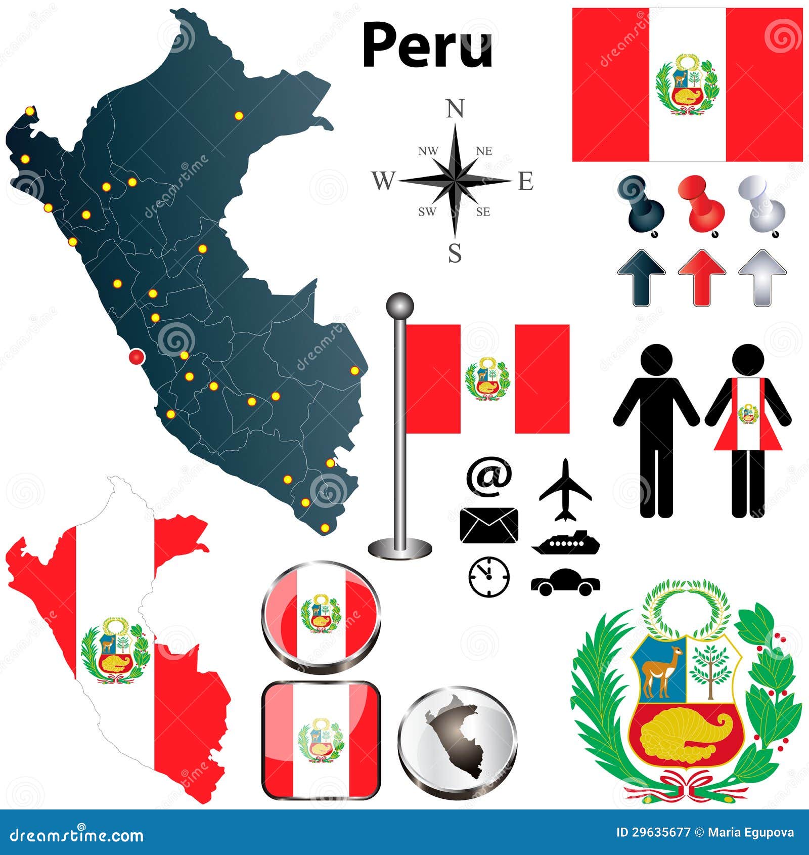 Mapa de Perú ilustración del vector. Ilustración de atlas - 29635677