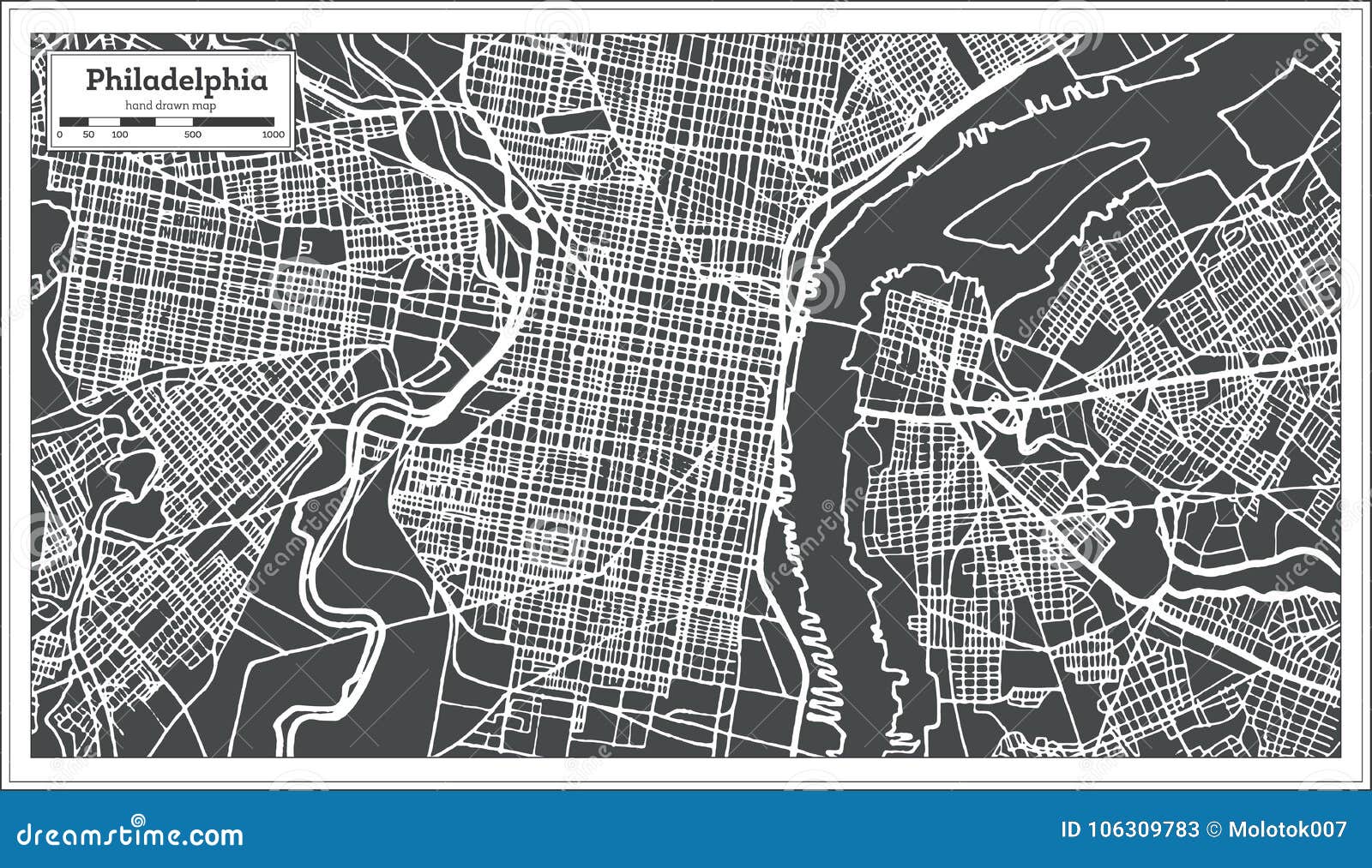 Mapa De Philadelphia Pennsylvania Los E.E.U.U. En Estilo Retro ...
