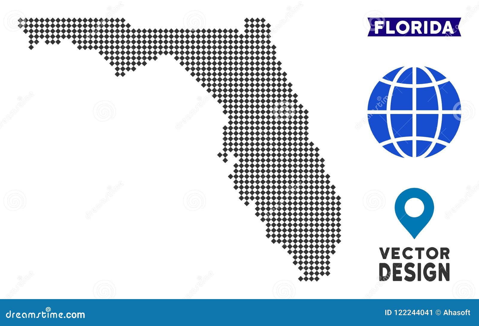 Mapa de Pixelated Florida ilustração do vetor. Ilustração de lugar ...