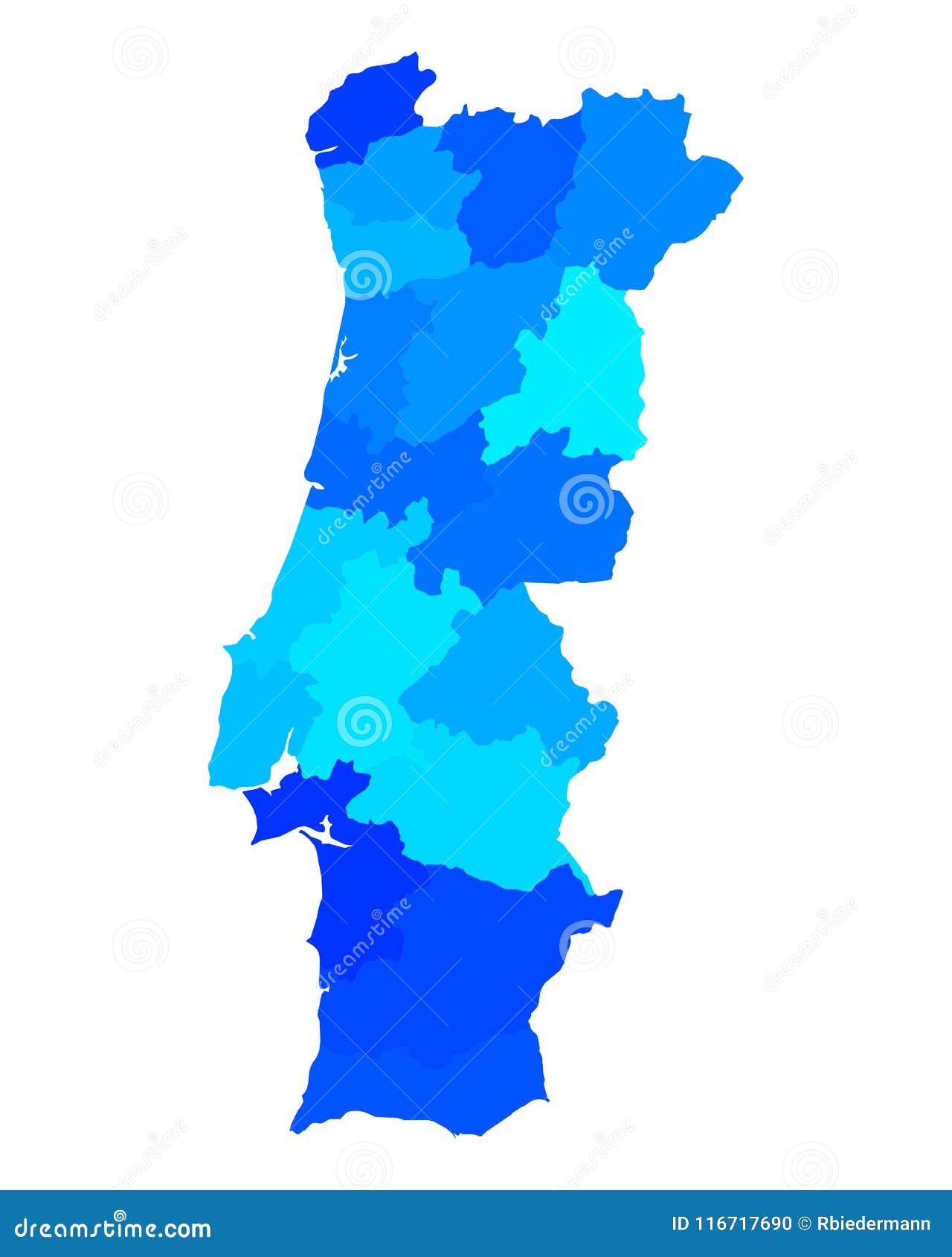 Mapa de Portugal ilustração do vetor. Ilustração de azul - 116717690