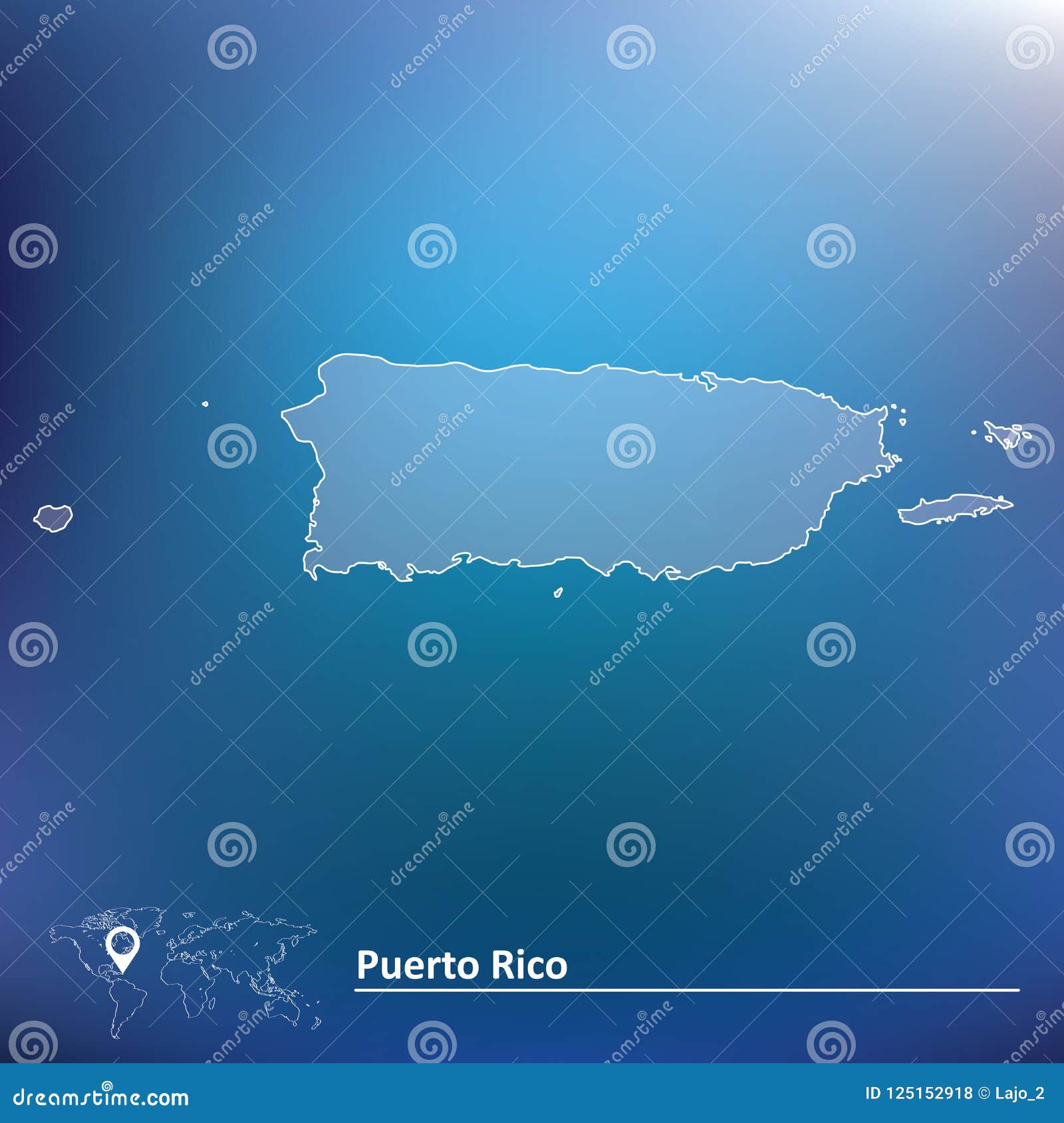 Mapa de Puerto Rico ilustração do vetor. Ilustração de perfil - 125152918