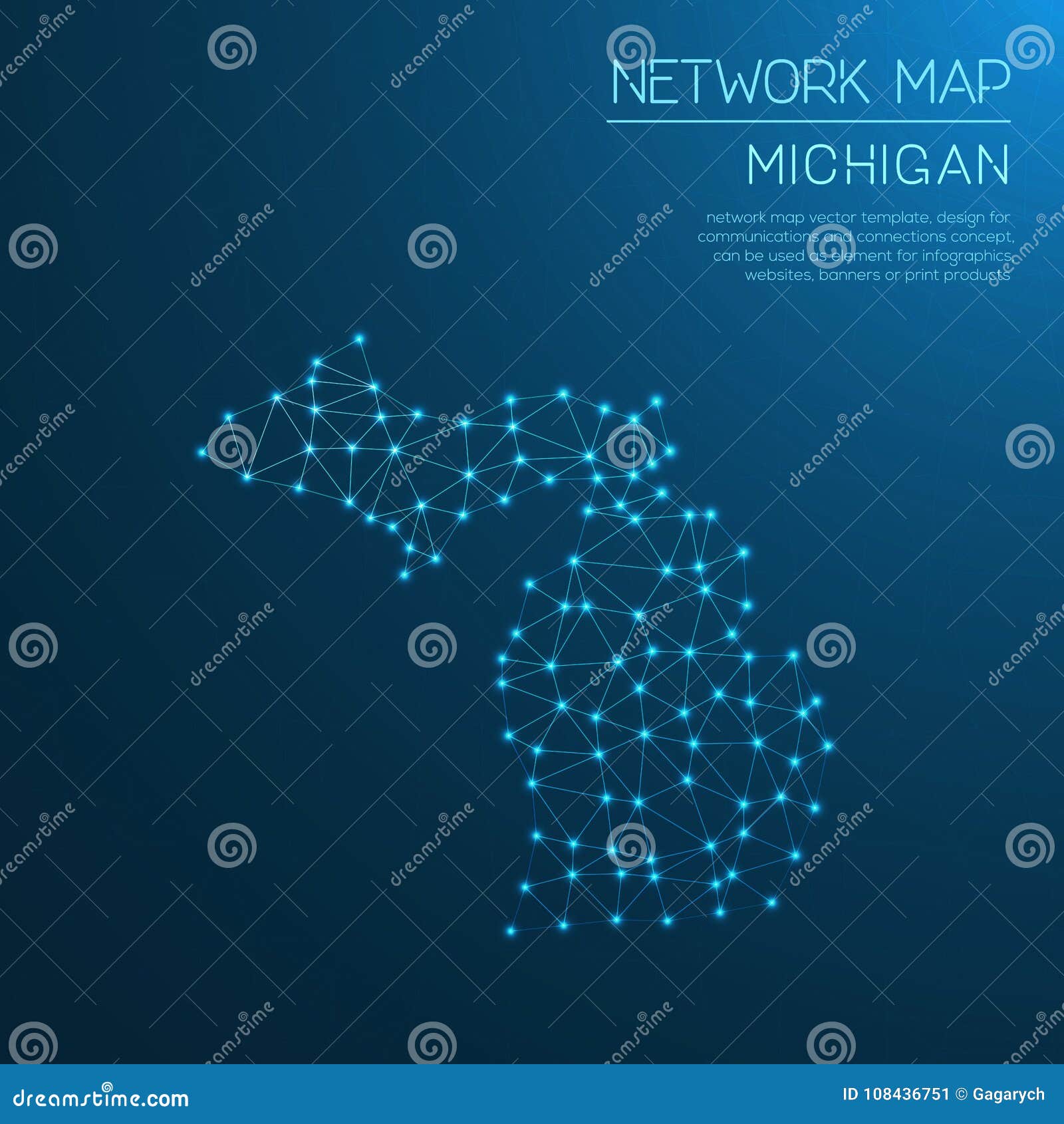 Mapa de red de Michigan ilustración del vector. Ilustración de digital ...