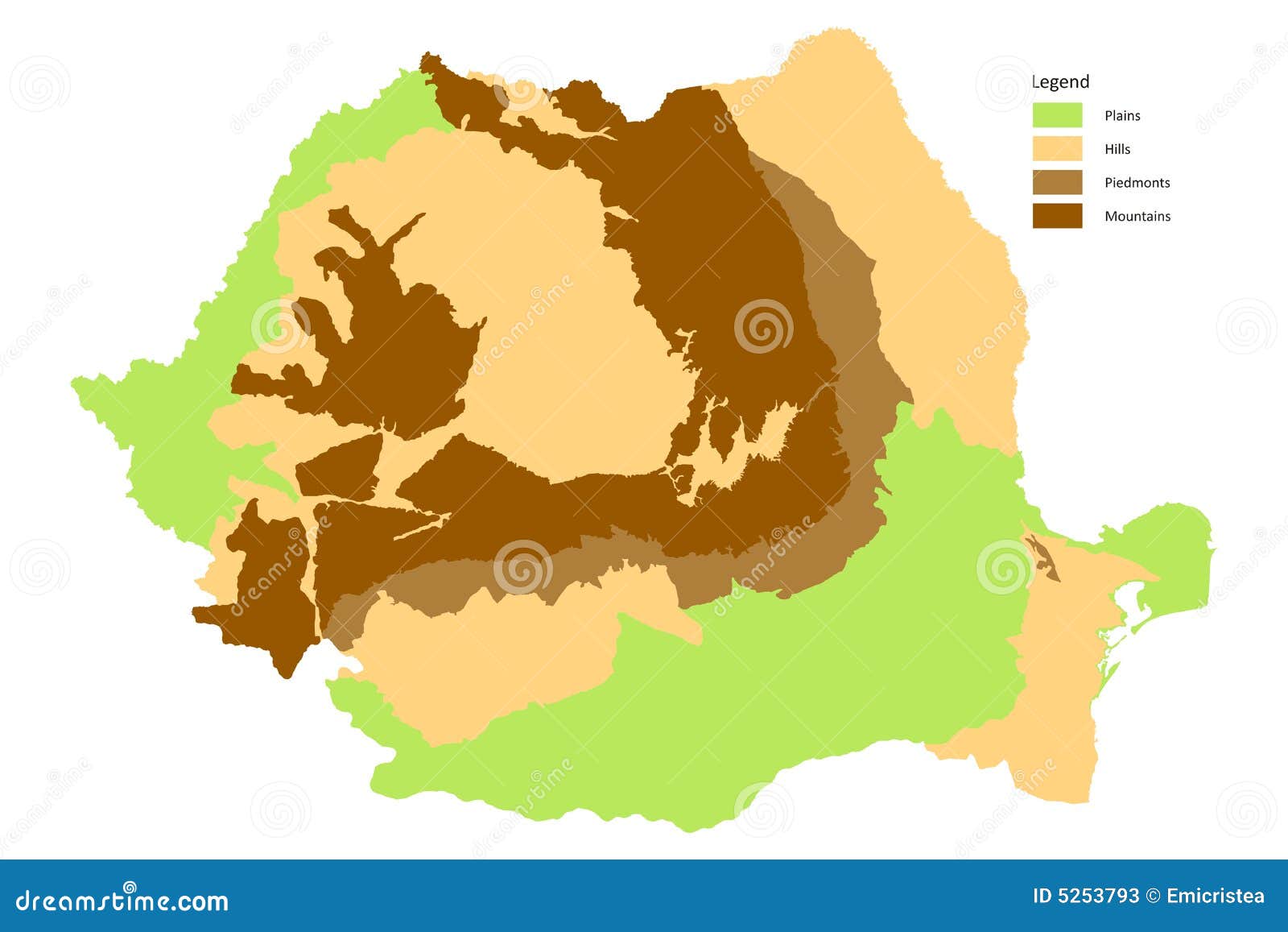 Mapa De Relevo De Roménia Imagem. Imagem: 5253793