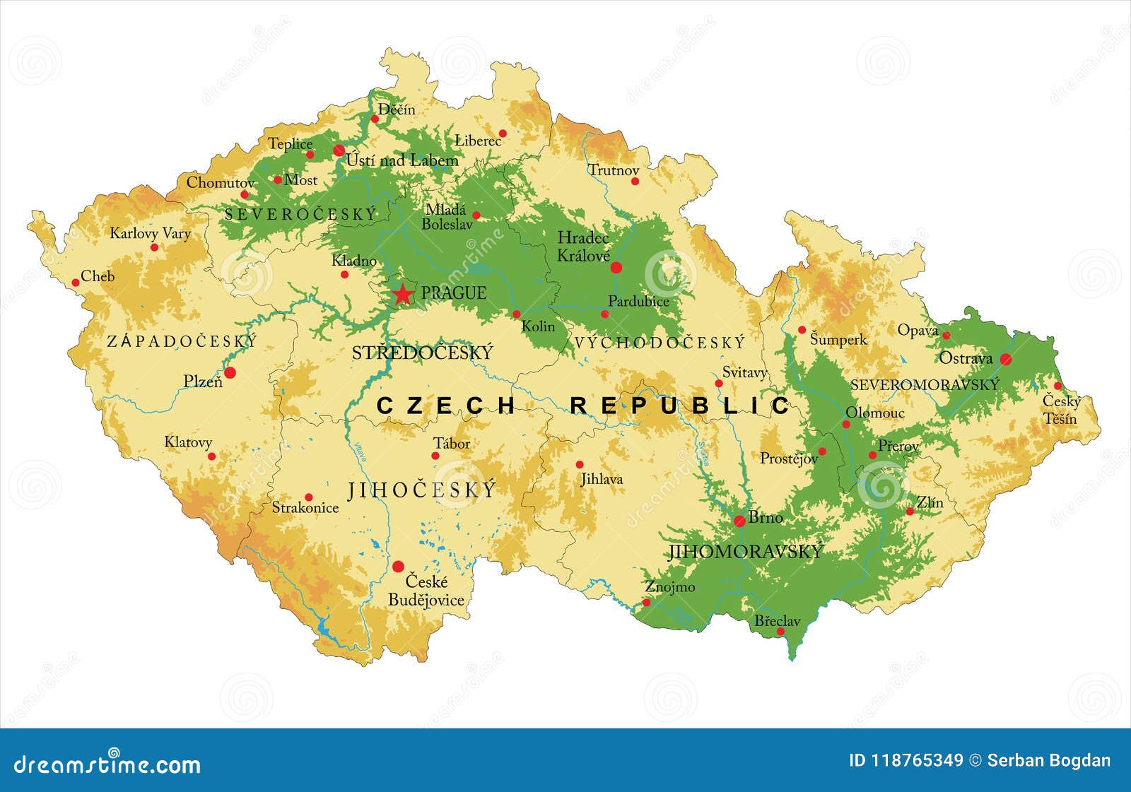 Mapa De Relevo De República Checa Ilustração do Vetor - Ilustração de ...
