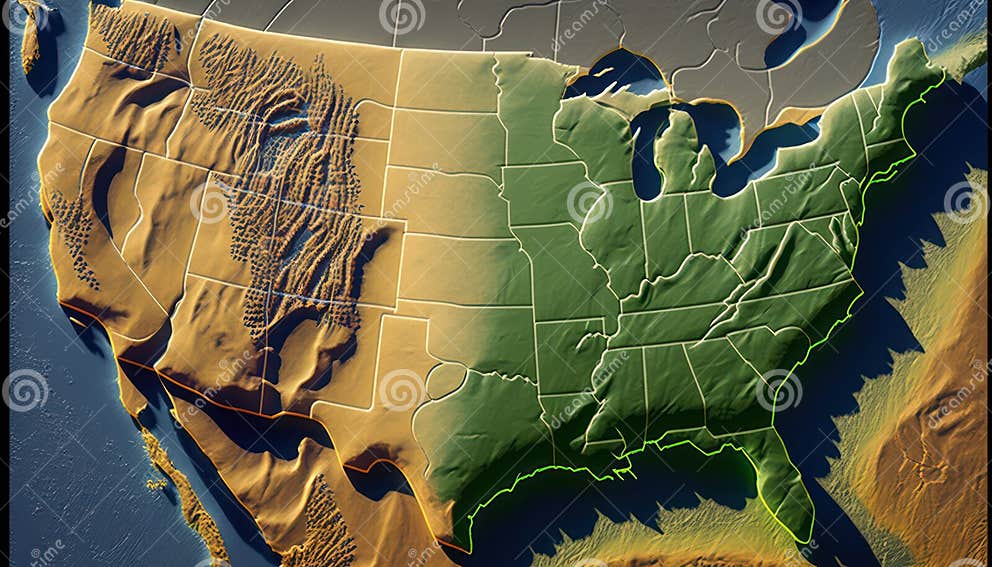 Mapa De Relieve De Estados Unidos Foto de archivo - Imagen de planta ...