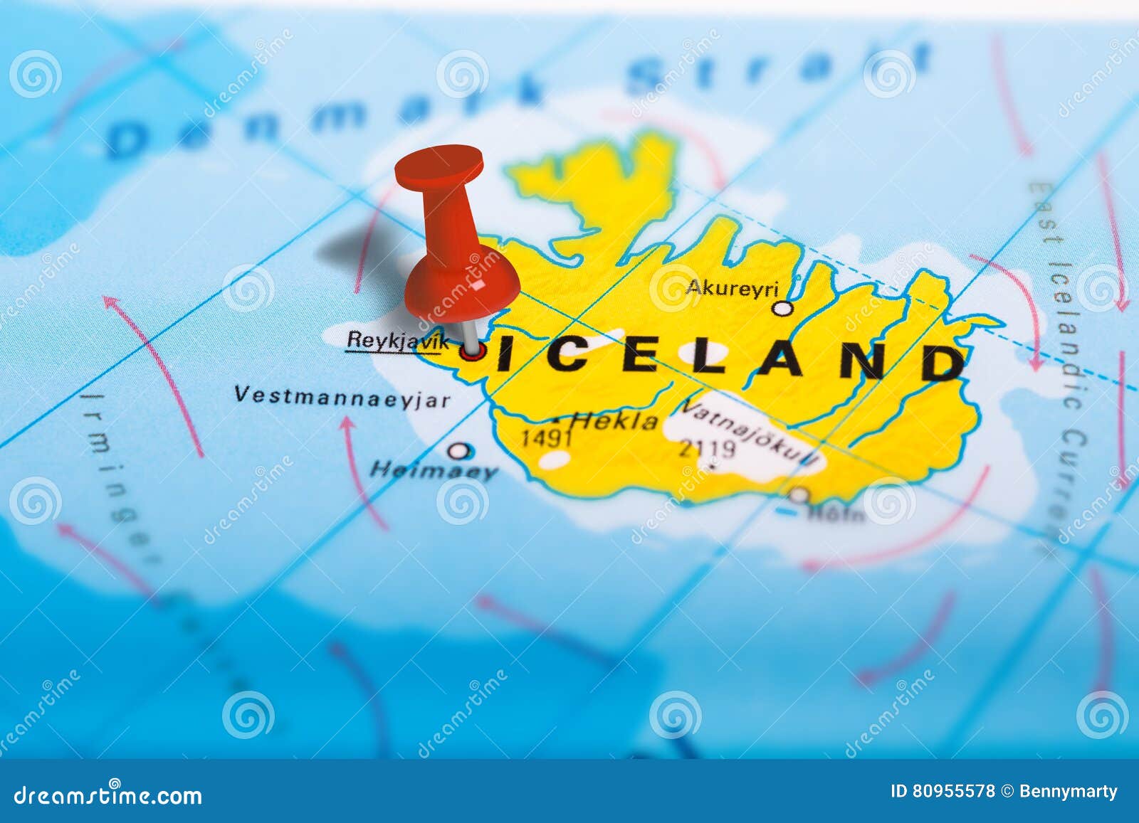 Mapa de Reykjavik Islandia foto de archivo. Imagen de capital - 80955578