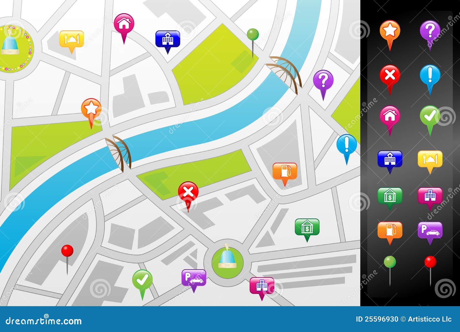 Mapa de rua do GPS ilustração do vetor. Ilustração de vetor - 25596930
