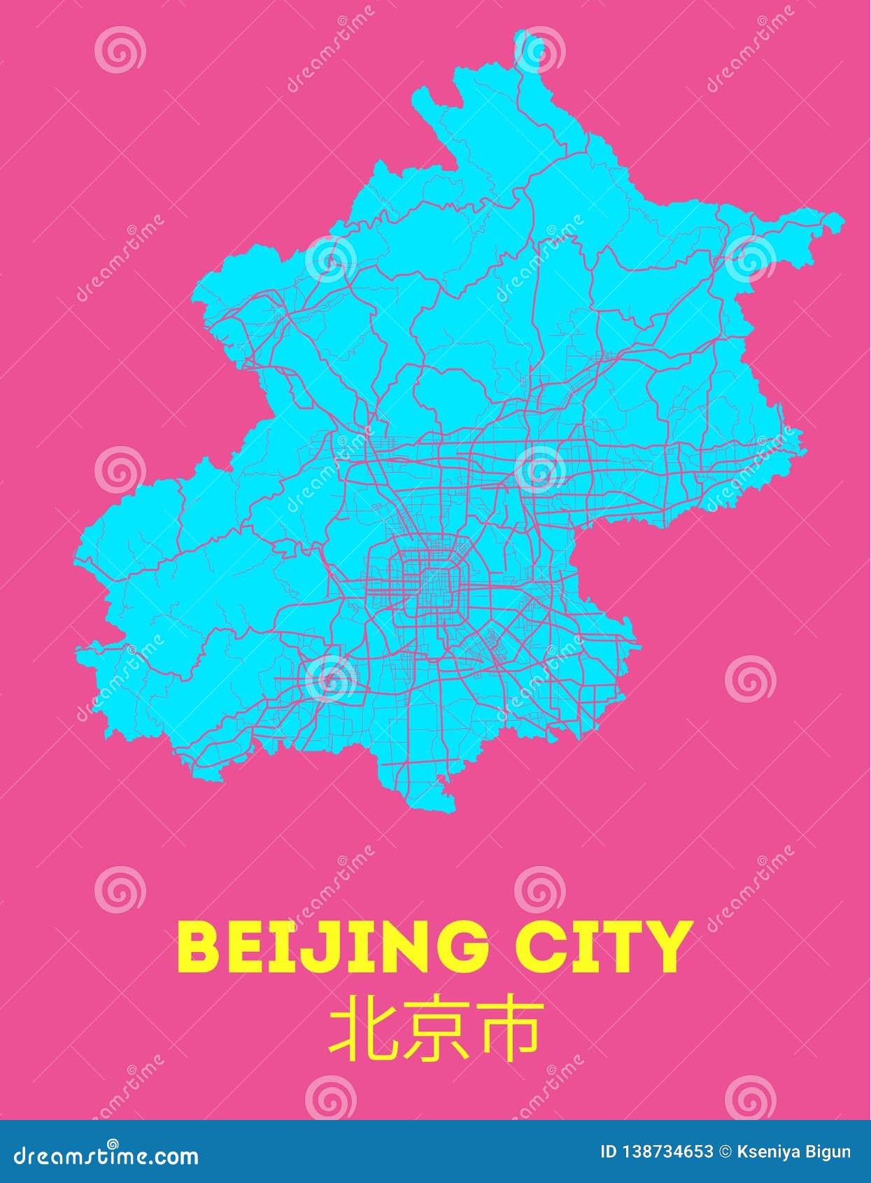 Mapa De Ruas Da Cidade Do Vetor Do Pequim Ilustração do Vetor ...