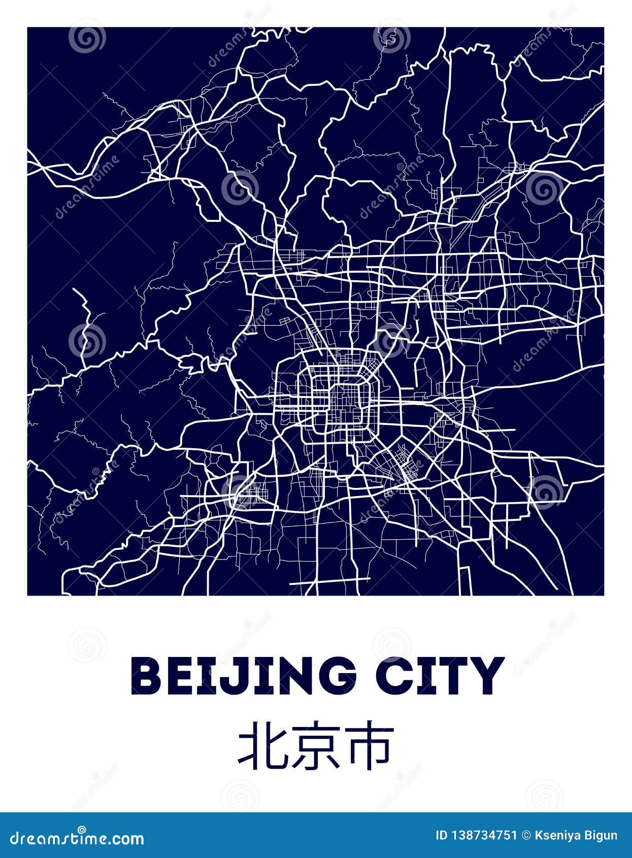 Mapa De Ruas Da Cidade Do Vetor Do Pequim Ilustração do Vetor ...