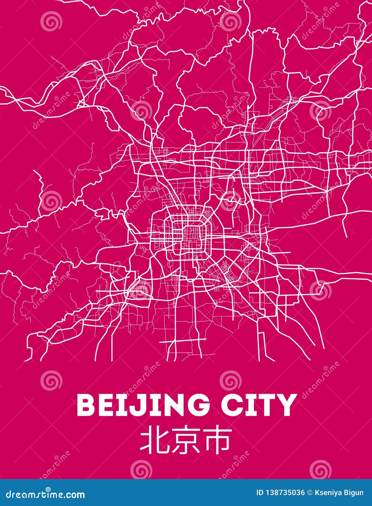 Mapa De Ruas Da Cidade Do Vetor Do Pequim Ilustração do Vetor ...