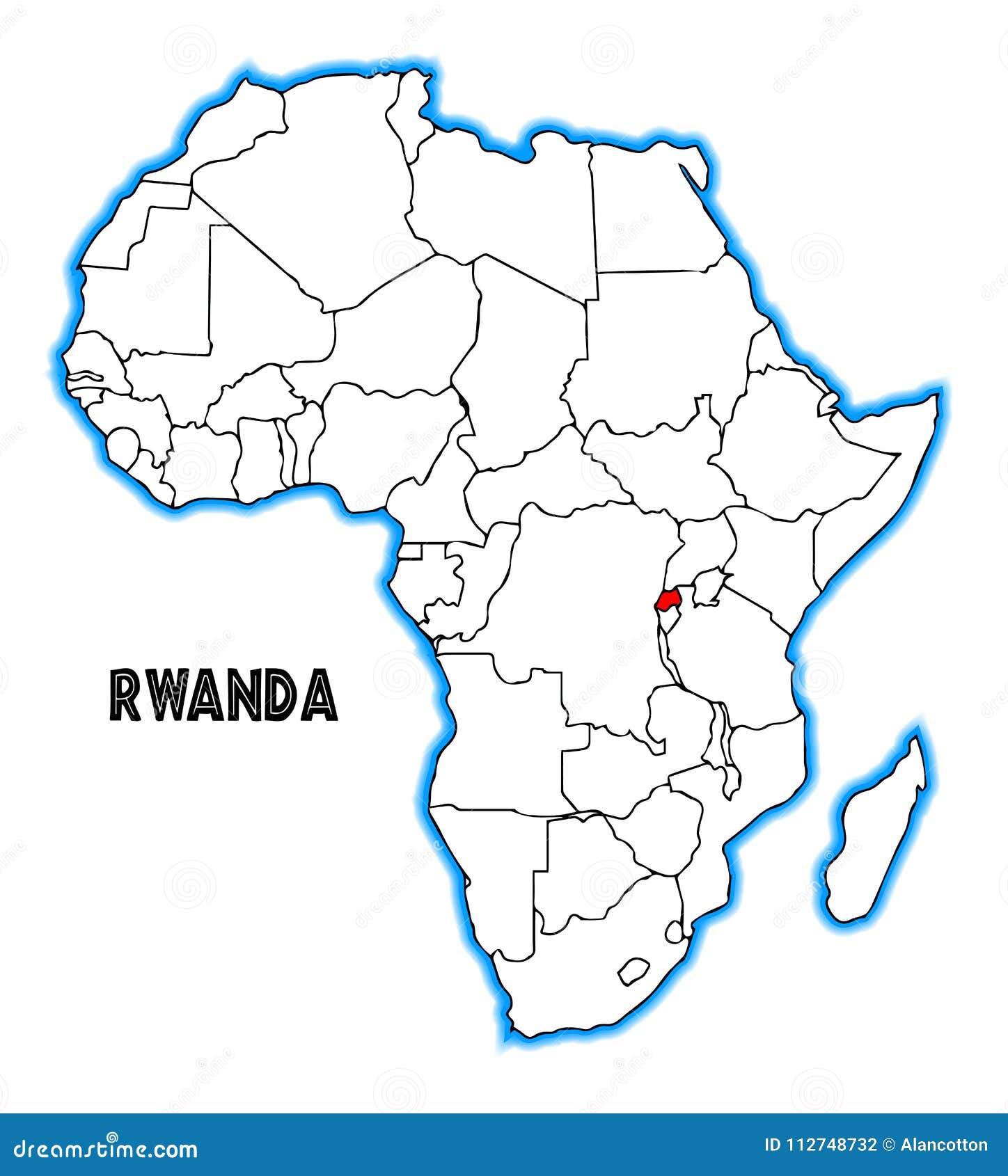 Mapa de Rwanda África ilustración del vector. Ilustración de aislado ...